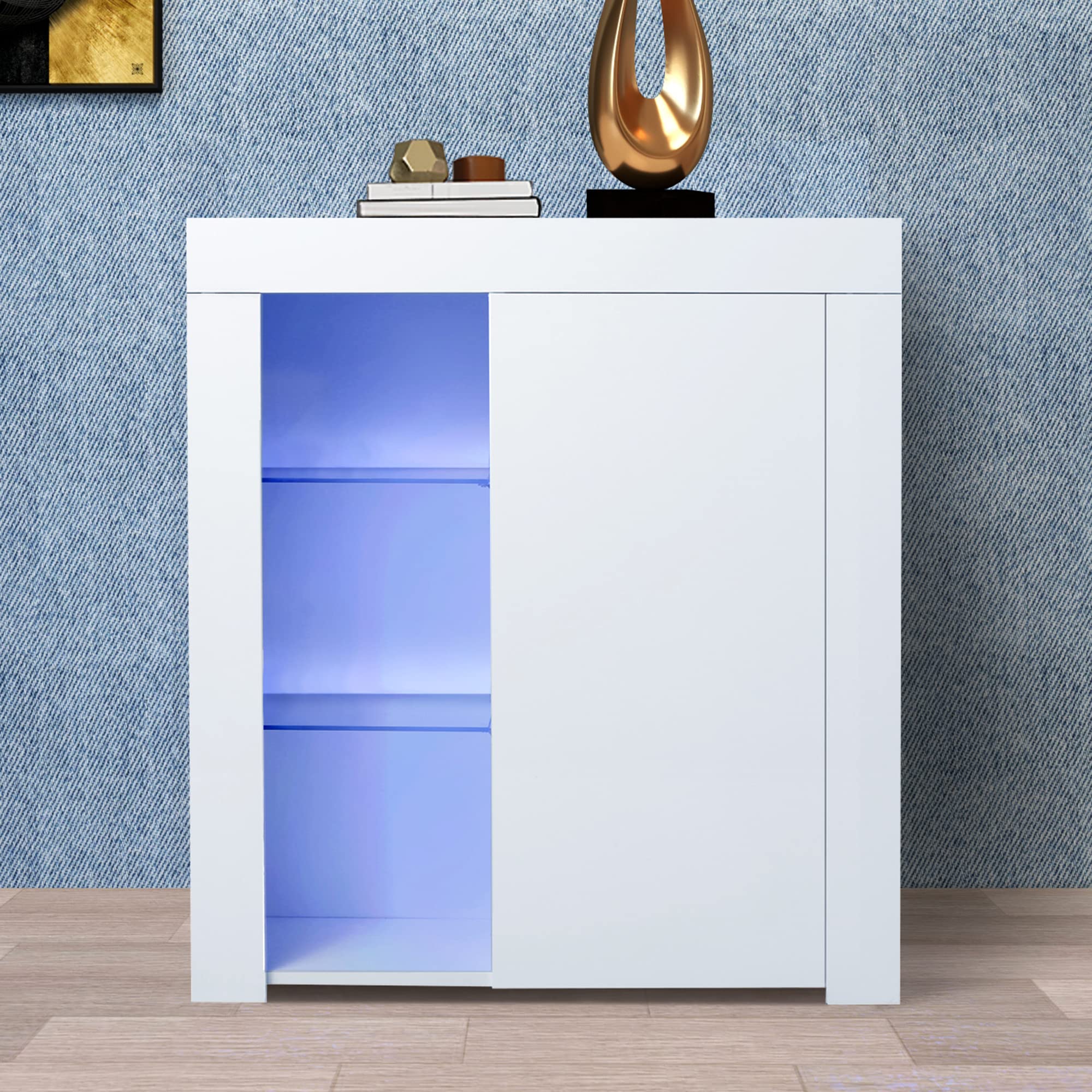 Habitrio Kitchen Sideboard Cupboard Side Storage Cabinet White High ...