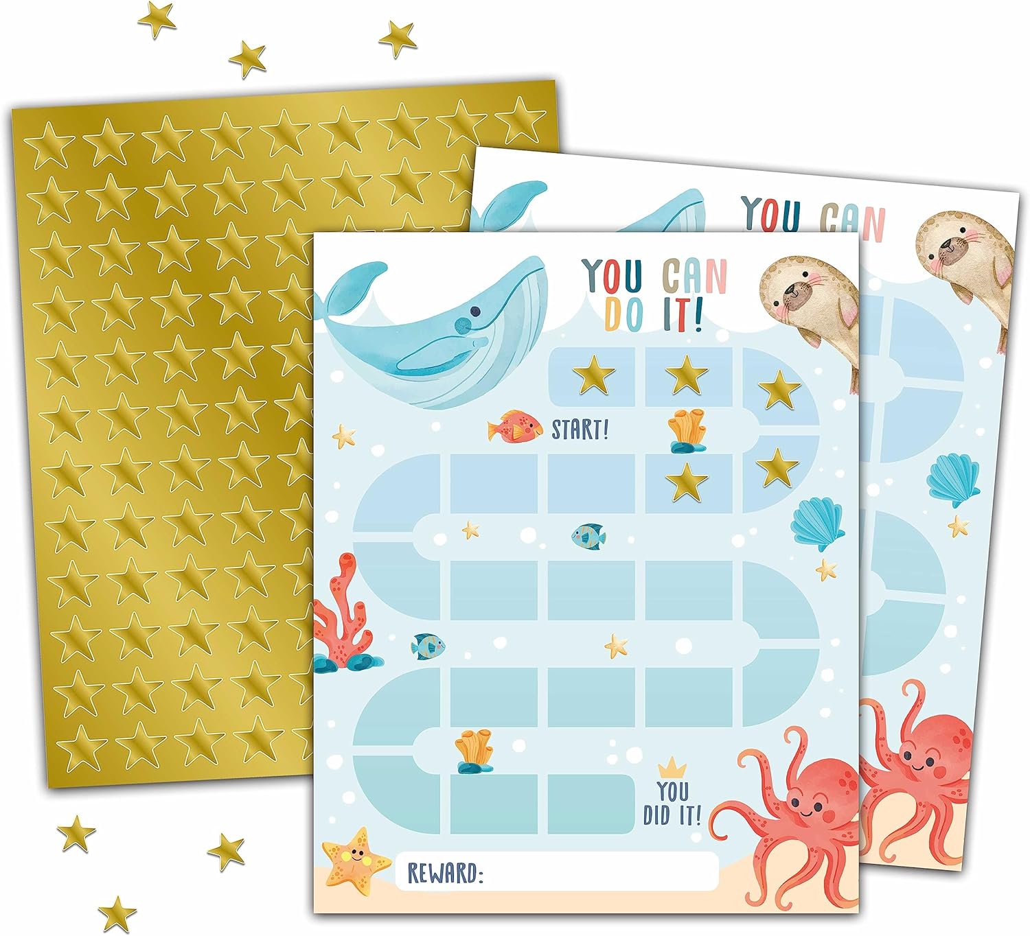 Amazon.com : Under The Sea Reward Chart, Sea Animals Sticker Chart for ...