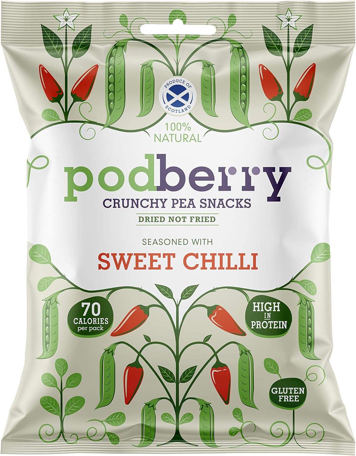 Podberry, Sweet Chilli Crunchy Pea Snacks, Vegan, Gluten Free, High in ...