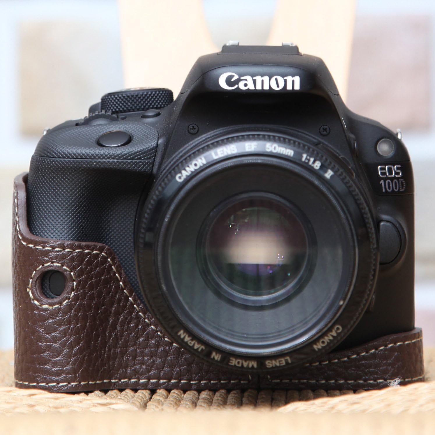 Amazon.com : Ciesta Leather Body Jacket Half Case for Canon 100D EOS ...