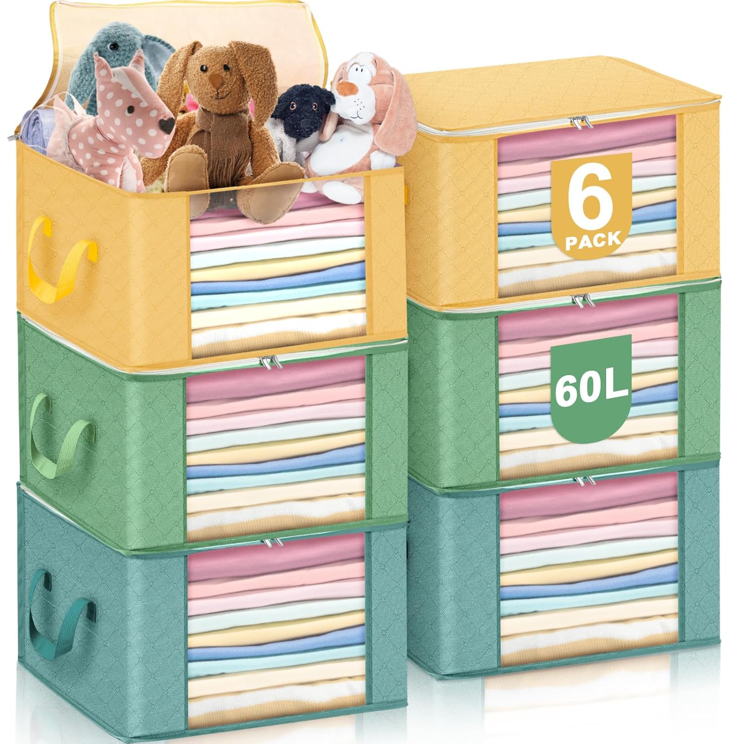 Amazon.com : Wesnoy 6 Pack 60L Large Pastel Storage Bag Foldable ...