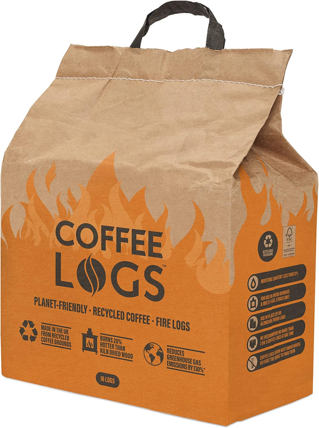 bio-bean Coffee Logs - Eco-Friendly Fire Logs for Wood Burners and ...