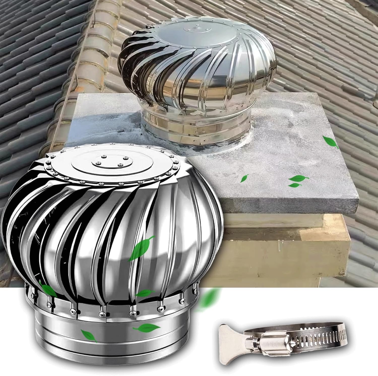 Amazon.com: Fan Cap Wind Turbine 6in, Roof Wind, Stainless Steel ...