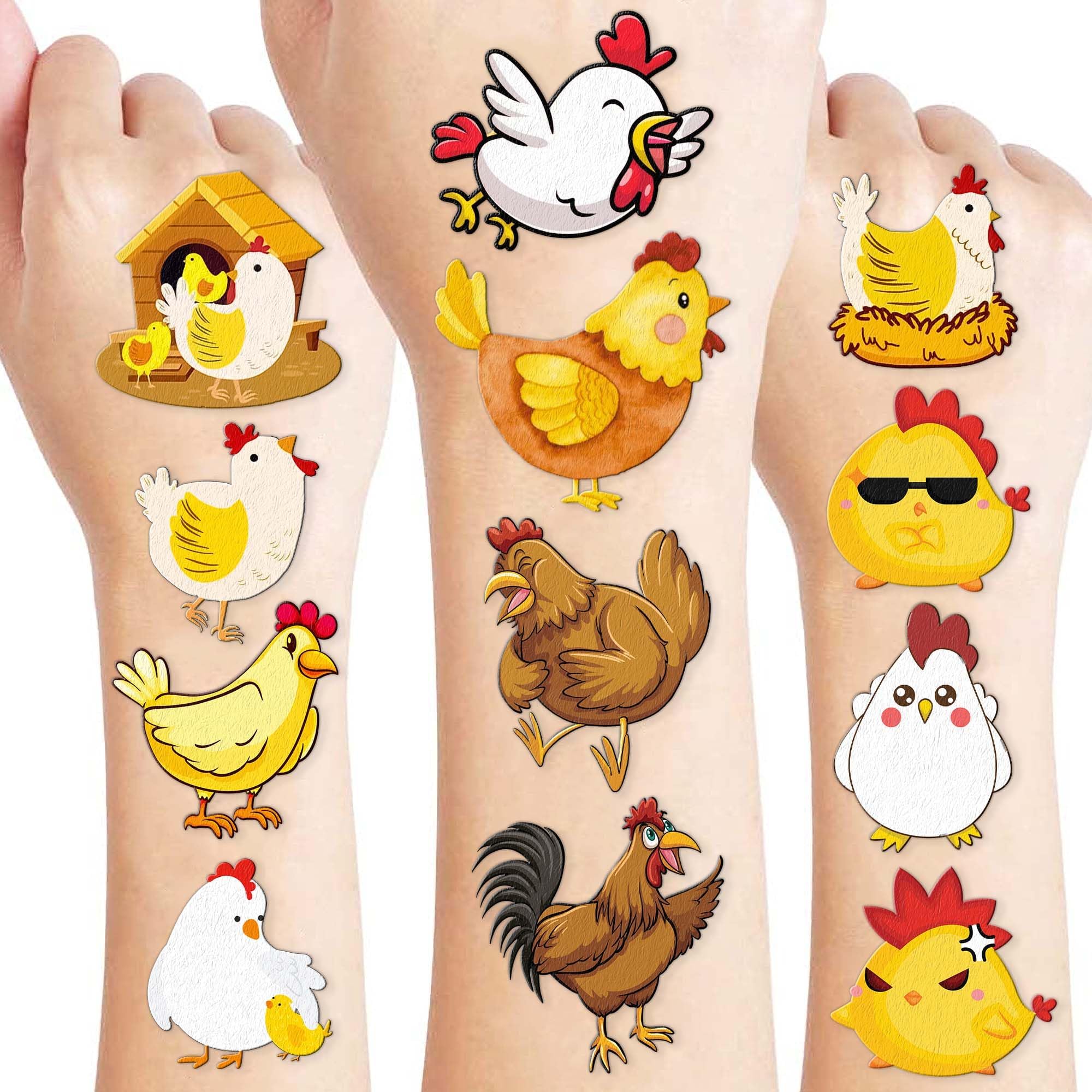 Amazon.com : 80PCS Chicken Temporary Tattoos for Kids – Farm Animal ...