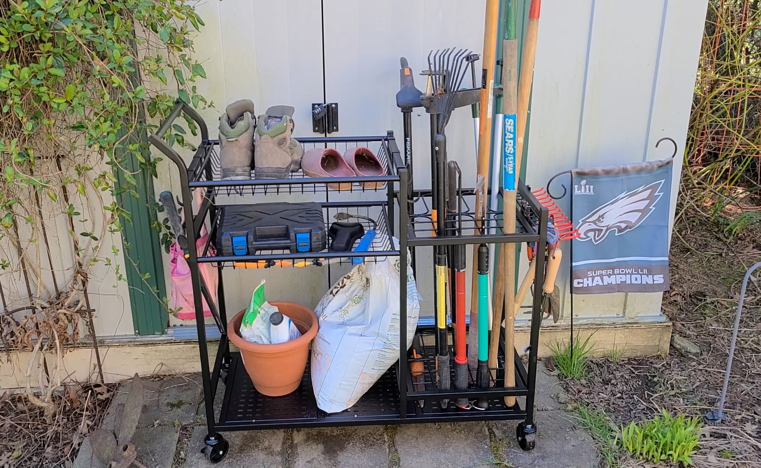 Watch PLKOW Garden Tool Organizer with Wheels, Fits in my Shed! on ...