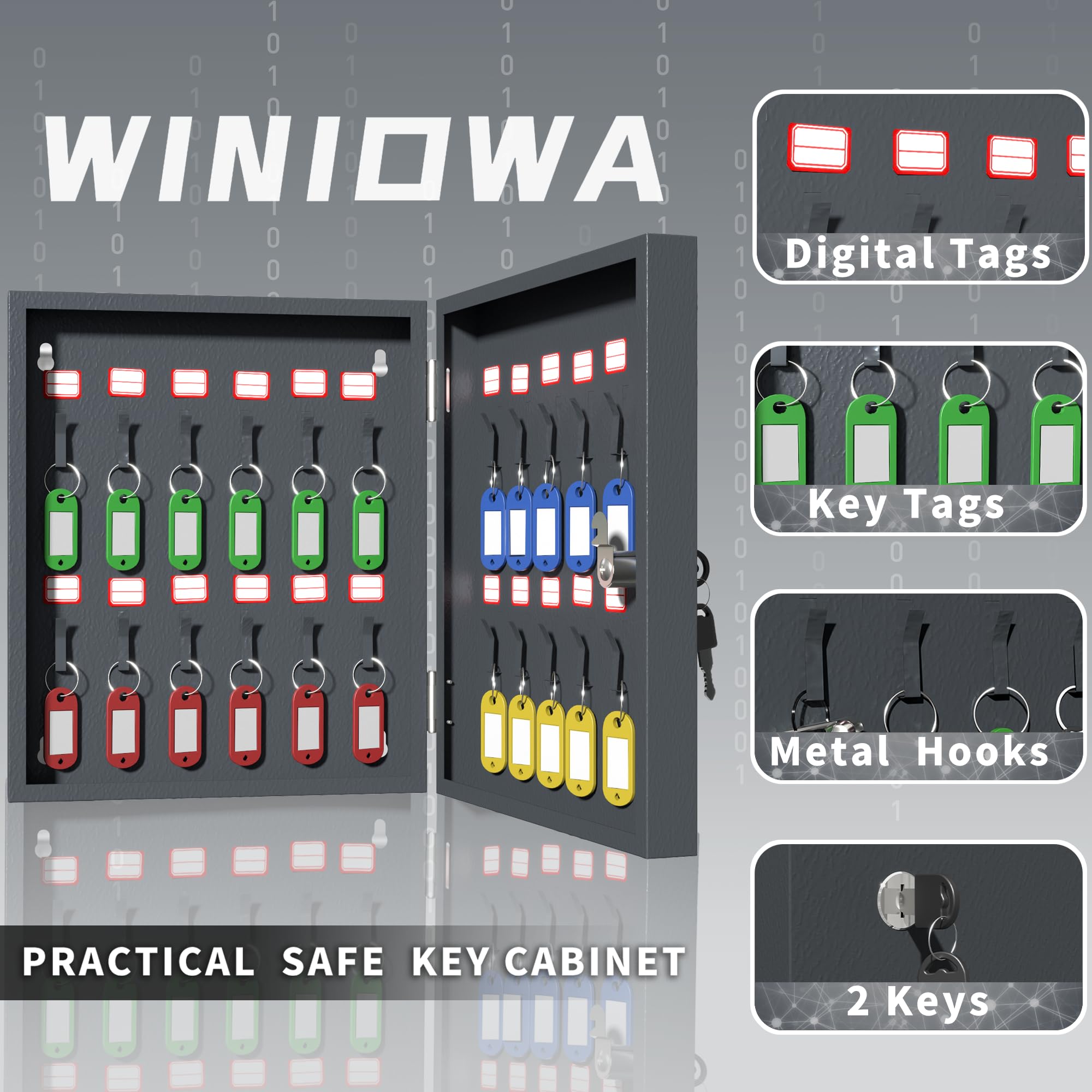Snapklik.com : Winiowa 24-Key Lock Cabinet, Metal Security Key Box ...