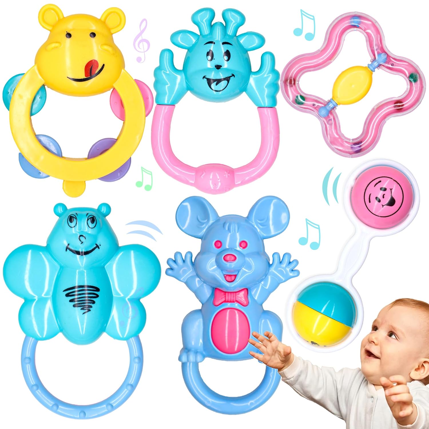 BOLOOWEE Baby Musical Rattle Set for Babies (Pack of 6) New Born Babies ...
