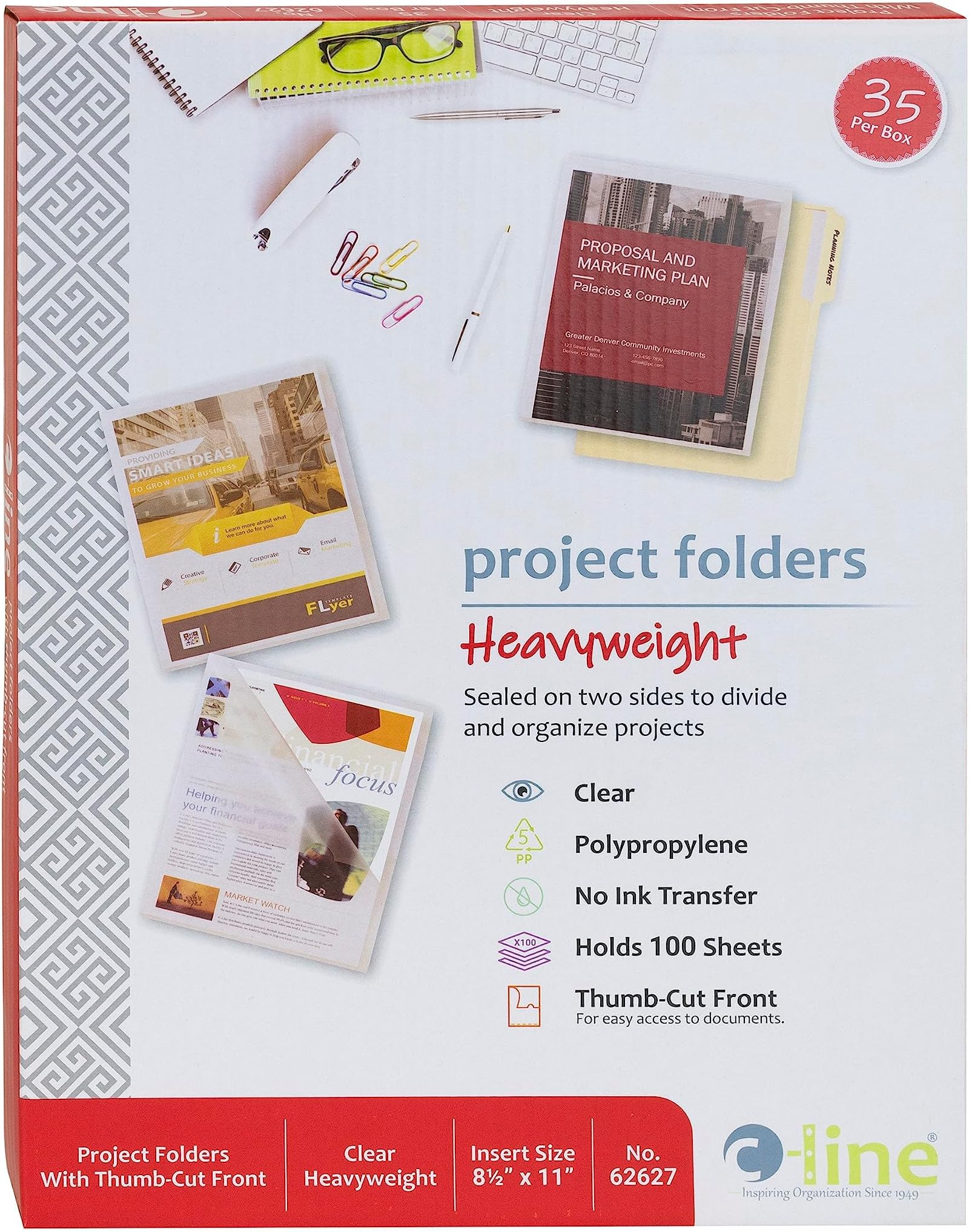 Amazon.com : C-Line Project Folders, Clear Finish, 8-1/2 x 11 Inches ...