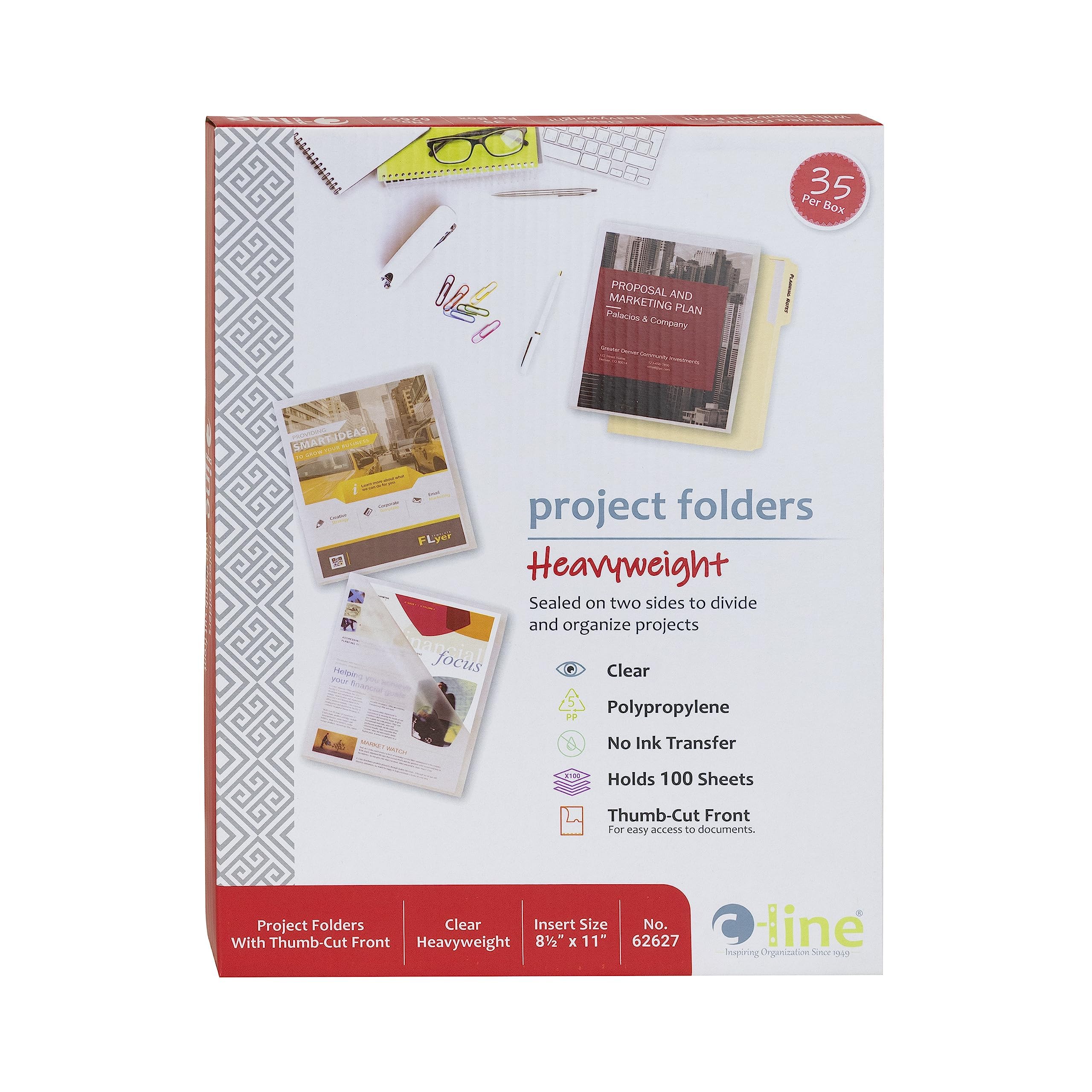 Amazon.com : C-Line Project Folders, Clear Finish, 8-1/2 x 11 Inches ...