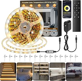 Amazon.com: Tunable White LED Strip Light, Warm to Cool White,49.2ft ...