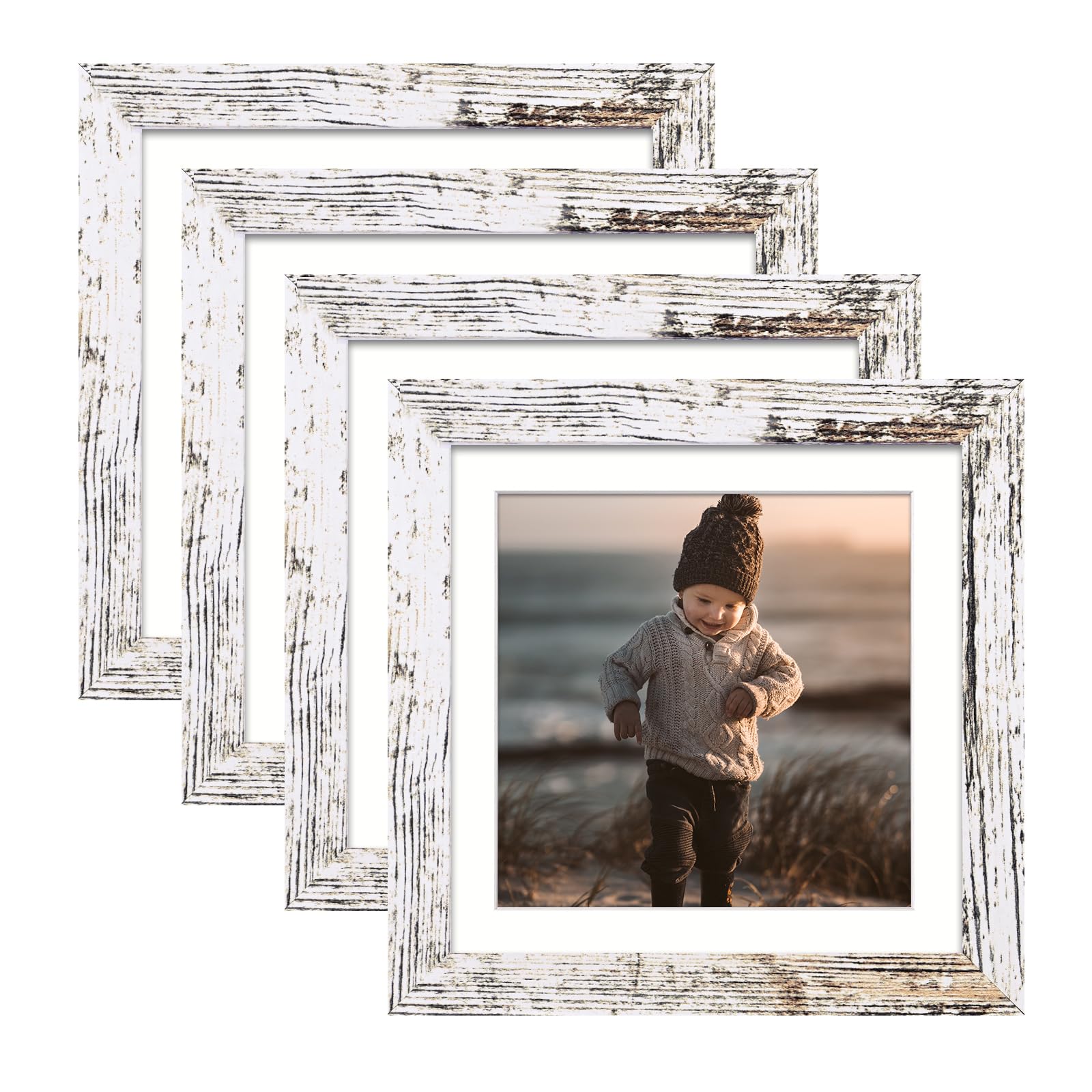 Amazon.com - KINLINK 5x5 Picture Frames Rustic White, Square Photo ...