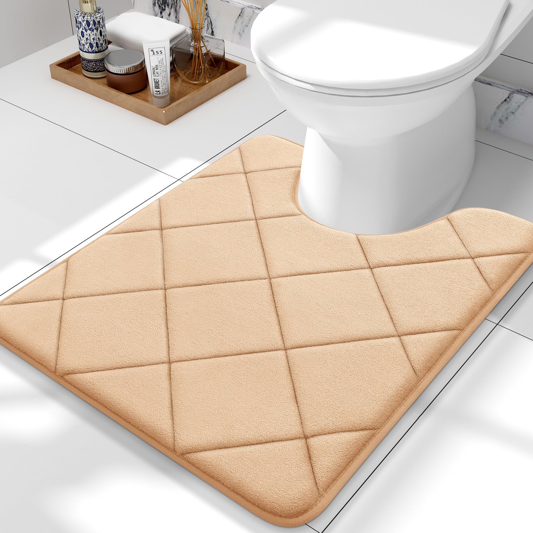 Amazon.com: OLANLY Memory Foam Toilet Rugs U Shaped Washable, Ultra ...