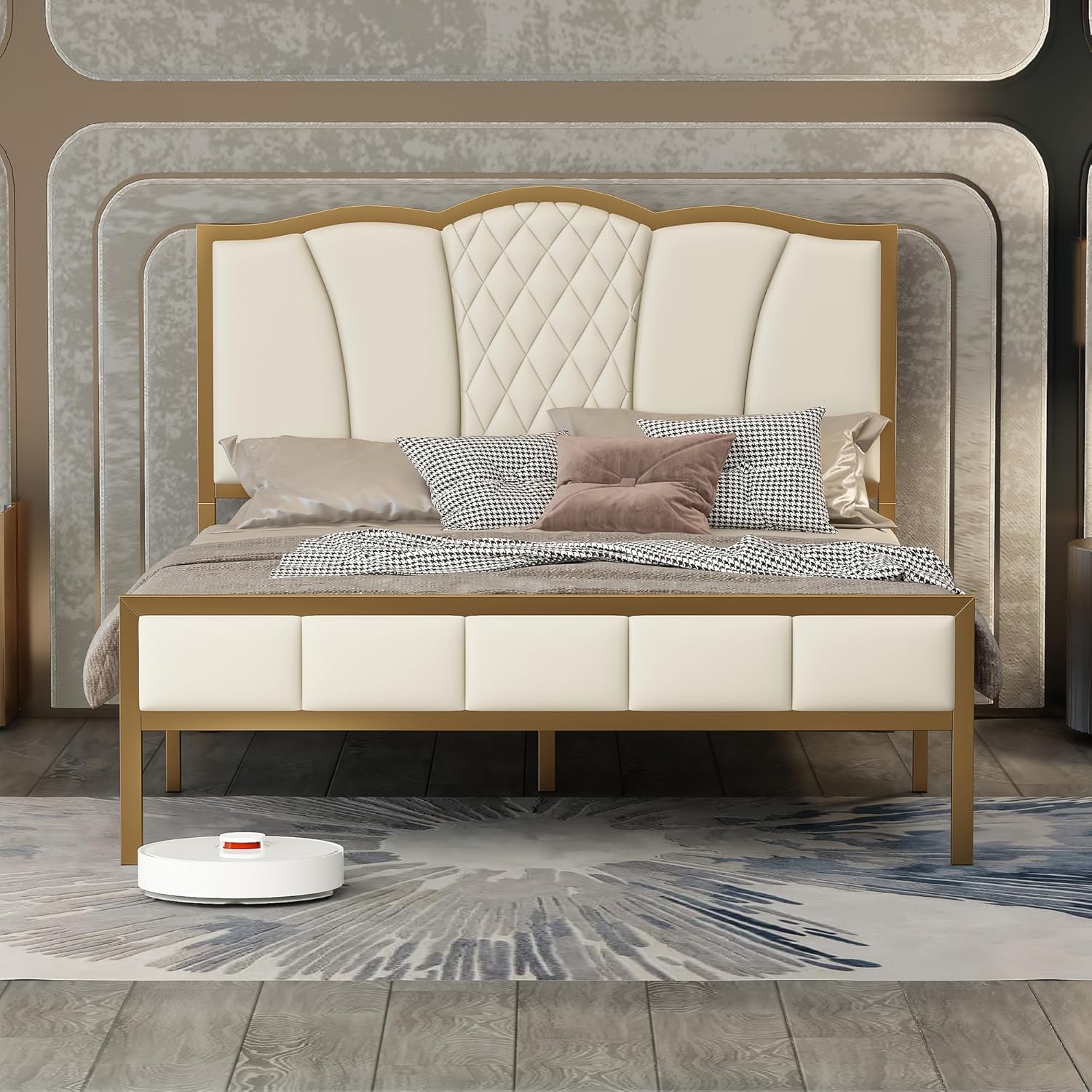 Amazon.com: OFLILAK Full Size Bed Frame, Modern Upholstered Bed Frame ...