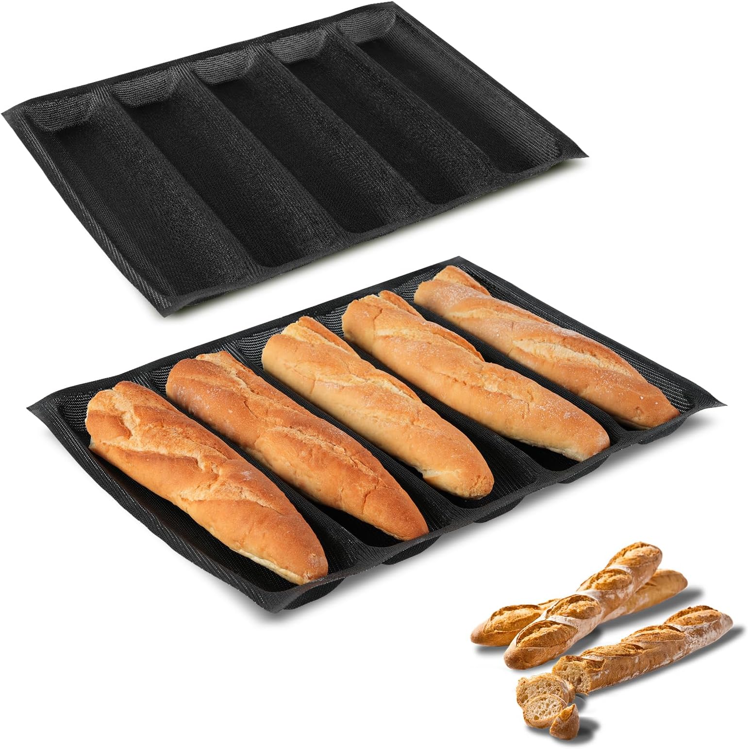 Amazon.com: Silicone Bread Mold 5 Loaf Baking Mould Flexible Reusable ...