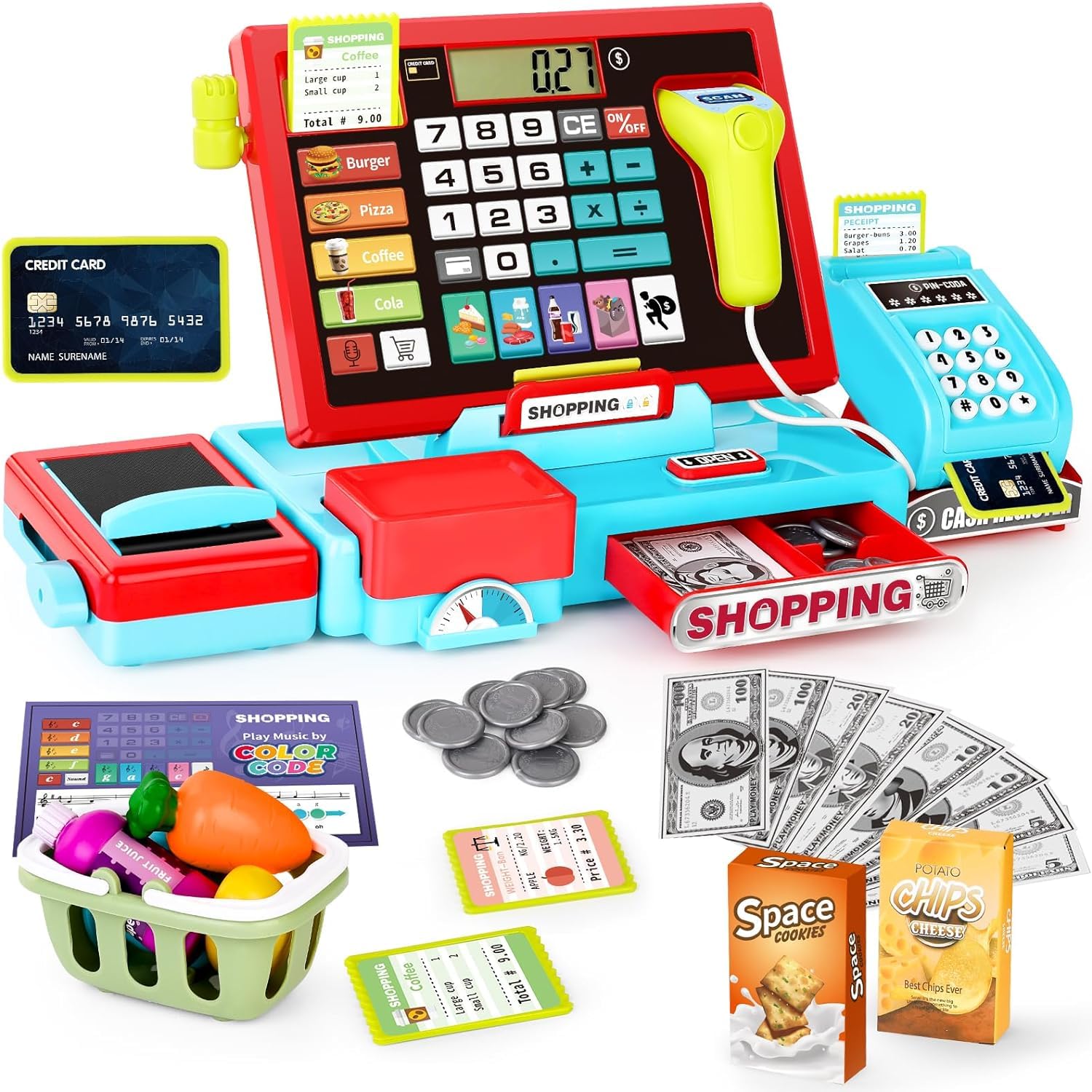 JoyGrow Cash Register Toys for Kids Pretend Play Store Supermarket Cash ...