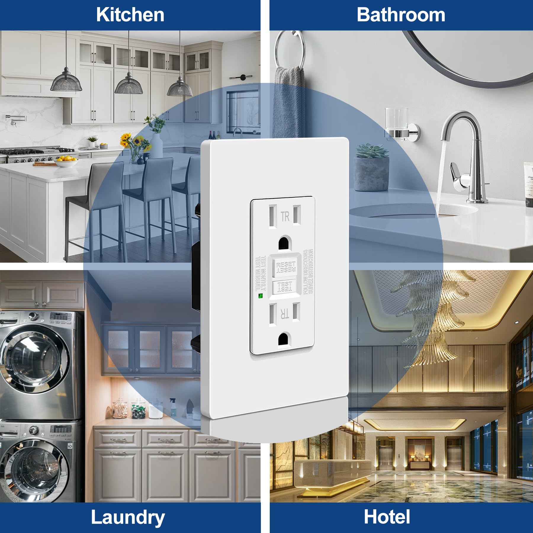 Snapklik.com : ELECTECK 15 Amp GFCI Outlets, Tamper Resistant, Self ...