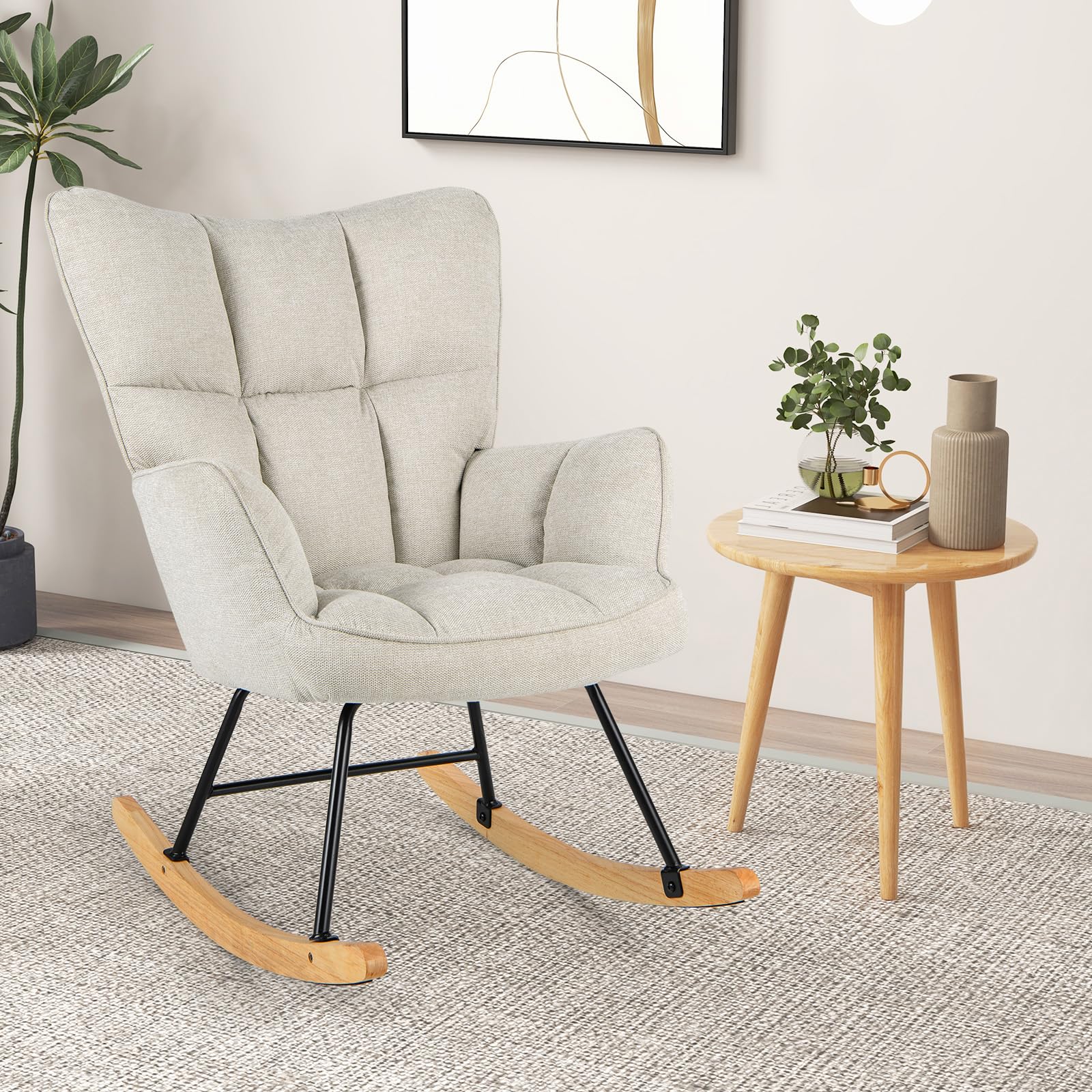 Amazon.com: Giantex Rocking Chair Nursery, Modern Rocking Accent ...