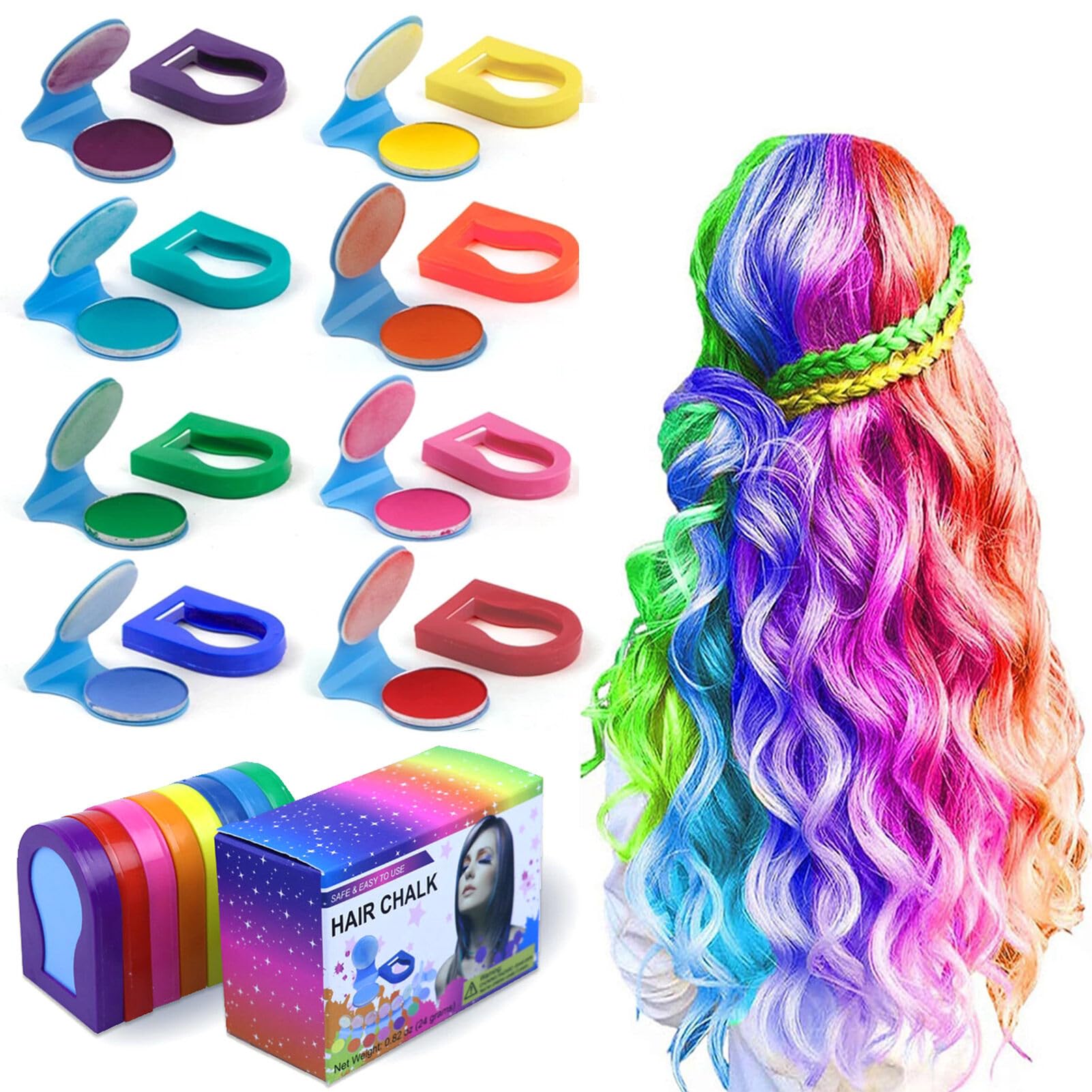 Amazon.com: Luxmars 8 Colors Hair Chalk Temporary Hair Dye for Girls ...