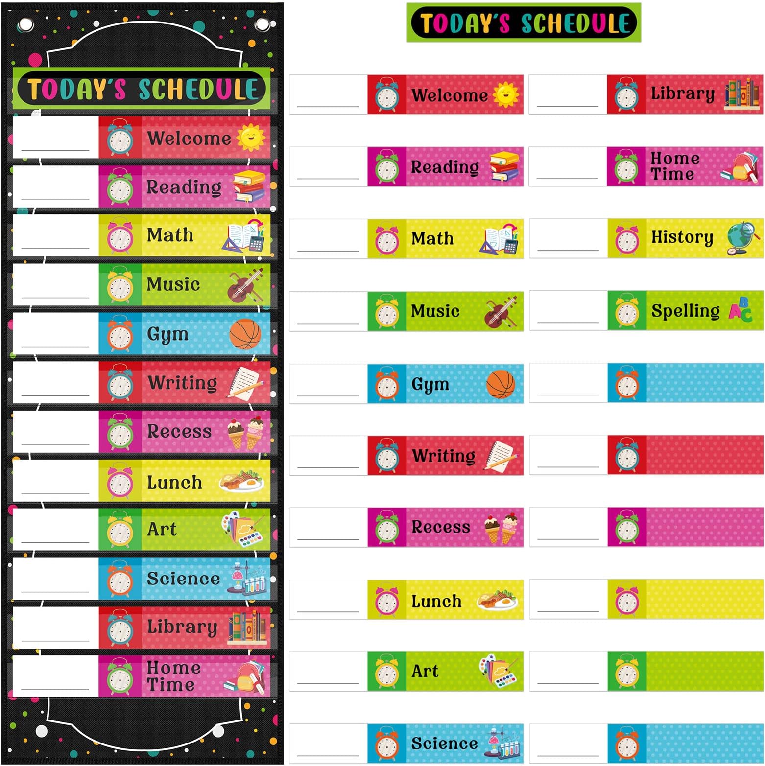 Amazon.com: Jutom 22 Pcs Pocket Daily Schedule Chart Chalkboard Brights ...