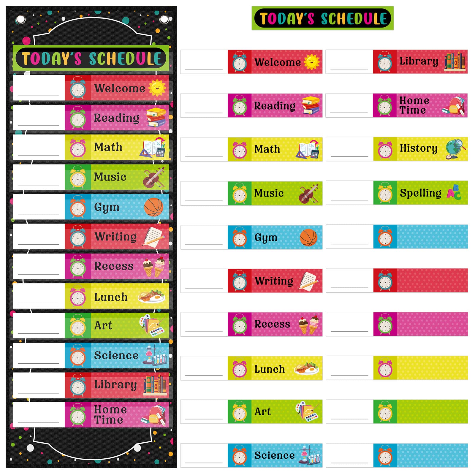 Snapklik.com : 22 Pcs Pocket Daily Schedule Chart Chalkboard Brights ...