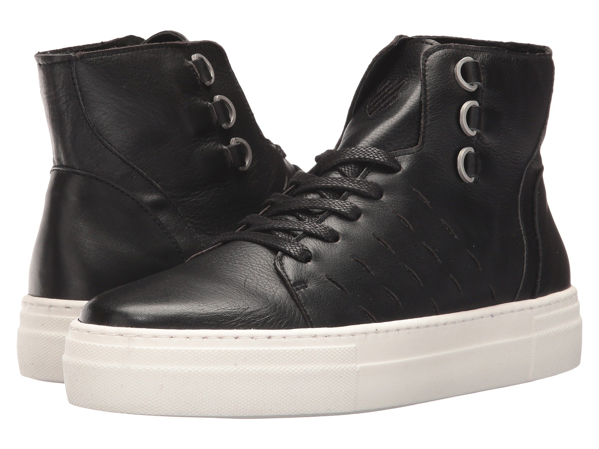K-Swiss Modern Leather High Top Sneakers In Black Off White | ModeSens