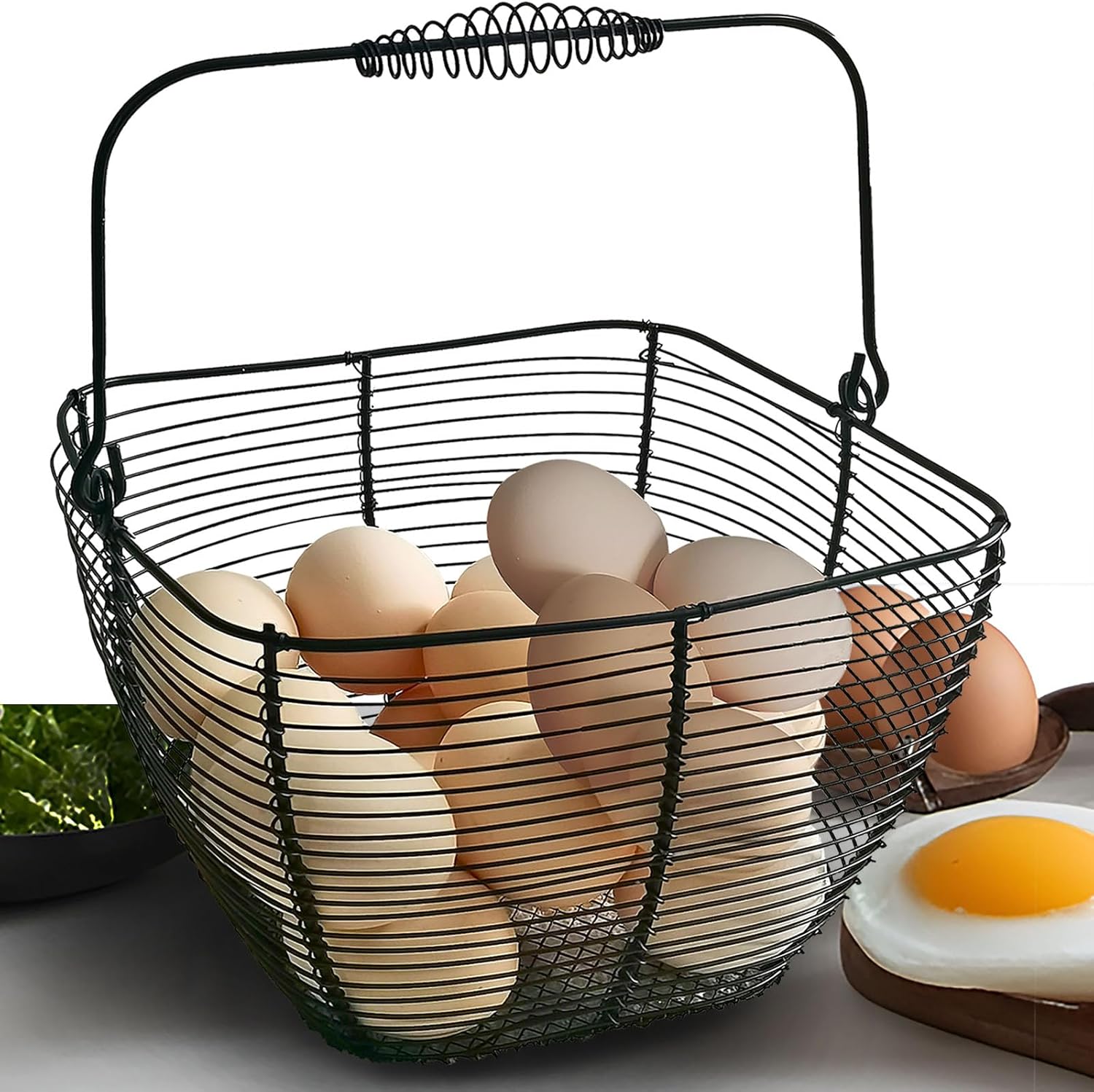 Amazon.com: Black Square Wire Egg Basket For Fresh Egg with Handle ...