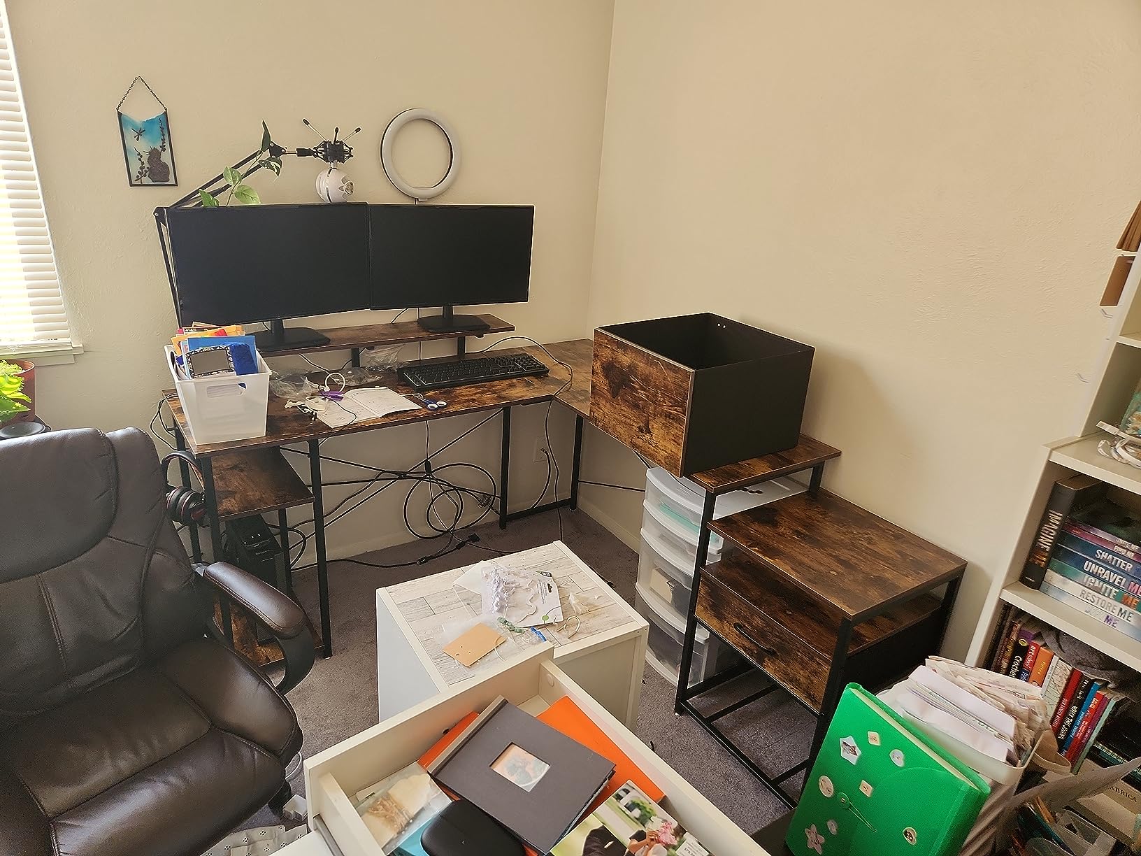 $40/mo - Finance KKL L Shaped Desk with Drawers, 66" Reversible ...