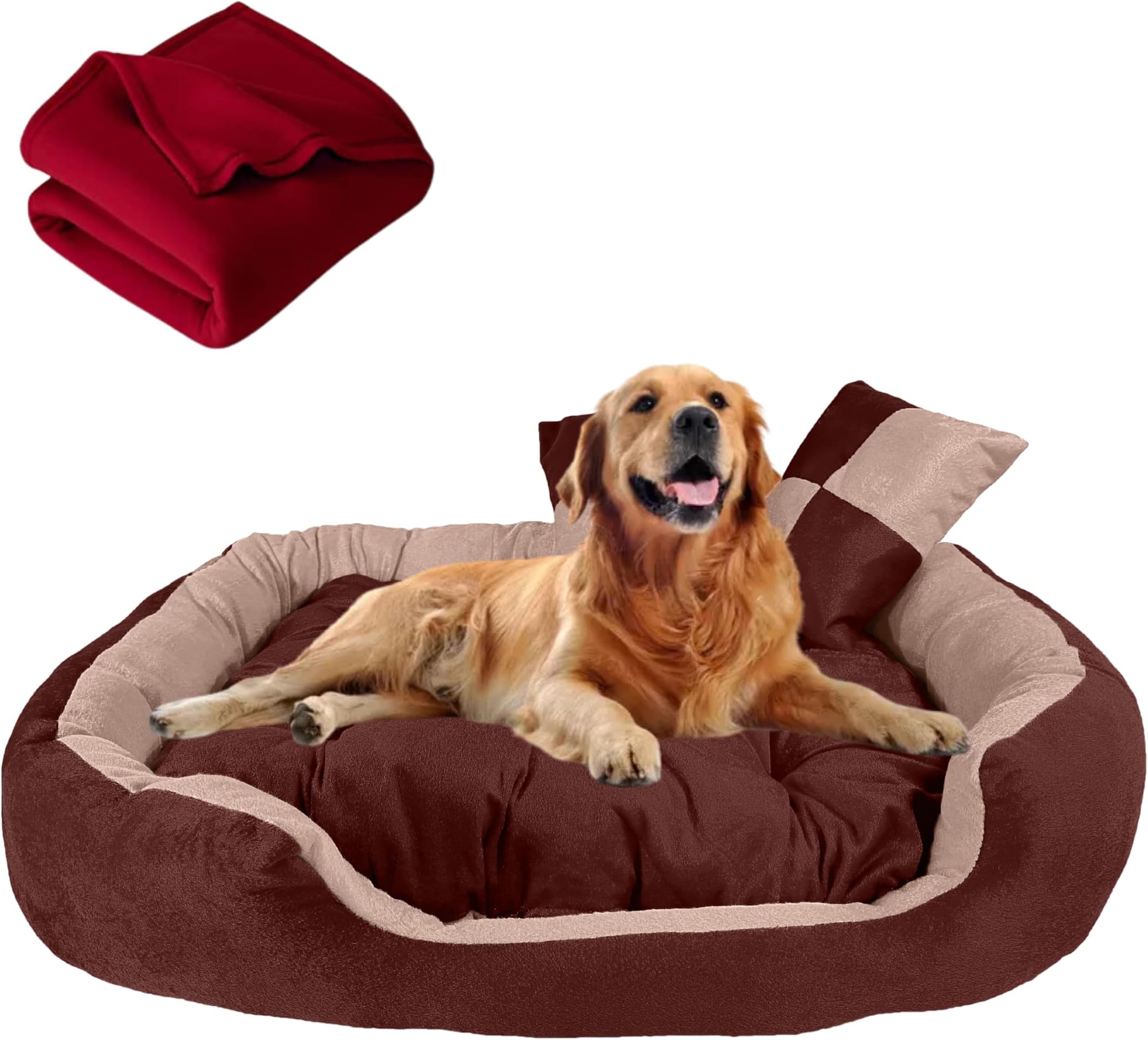 DRILLY Title Washable Soft Reversible Dog Bed with Blanket for Small ...