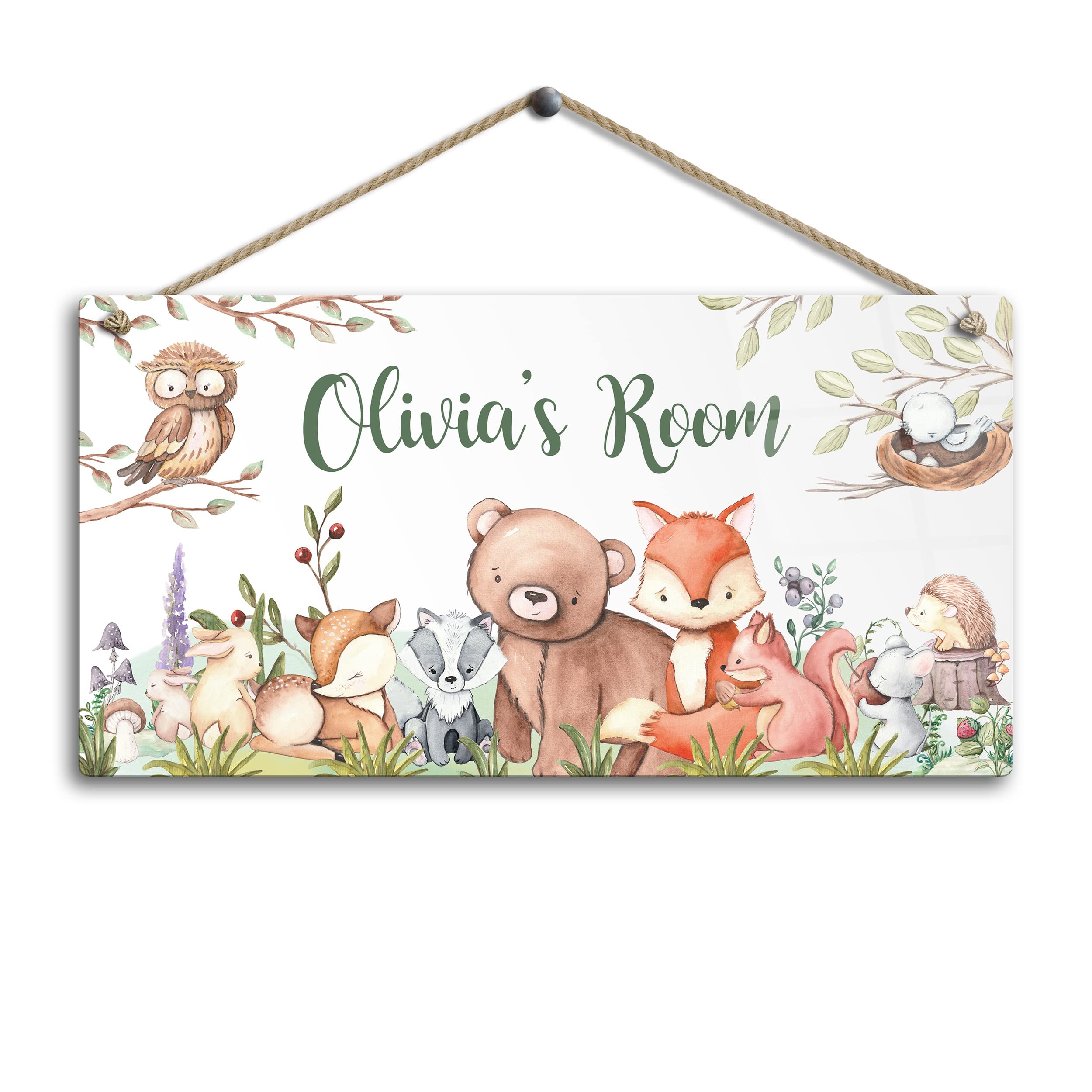 Personalised Room Sign with Childs Name - Woodland Animal Forest Theme ...
