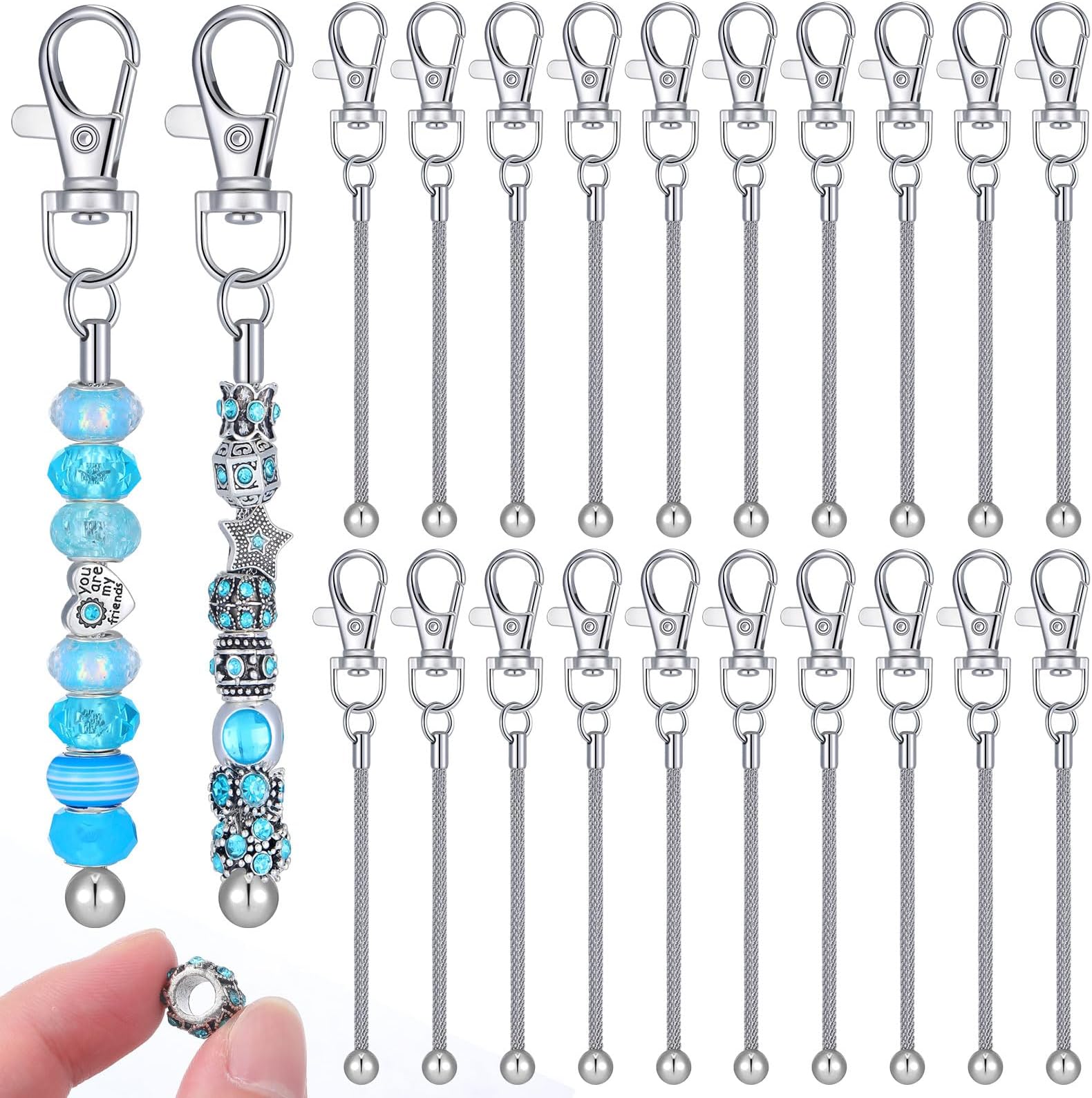 Amazon.com: 20pcs Beadable Keychain Bars Bulk, Metal Bead Keychain ...
