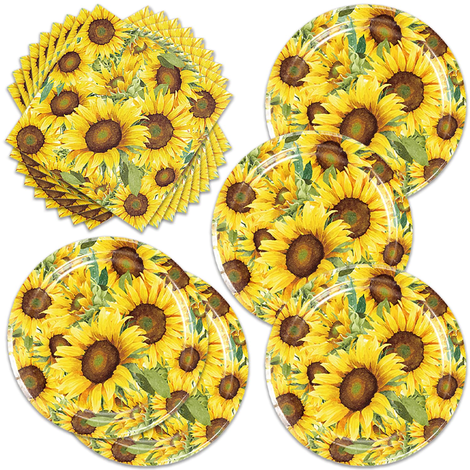Amazon.com: ZPMC Sunflower Birthday Party Supplies, 20 Plates ＋ 20 ...