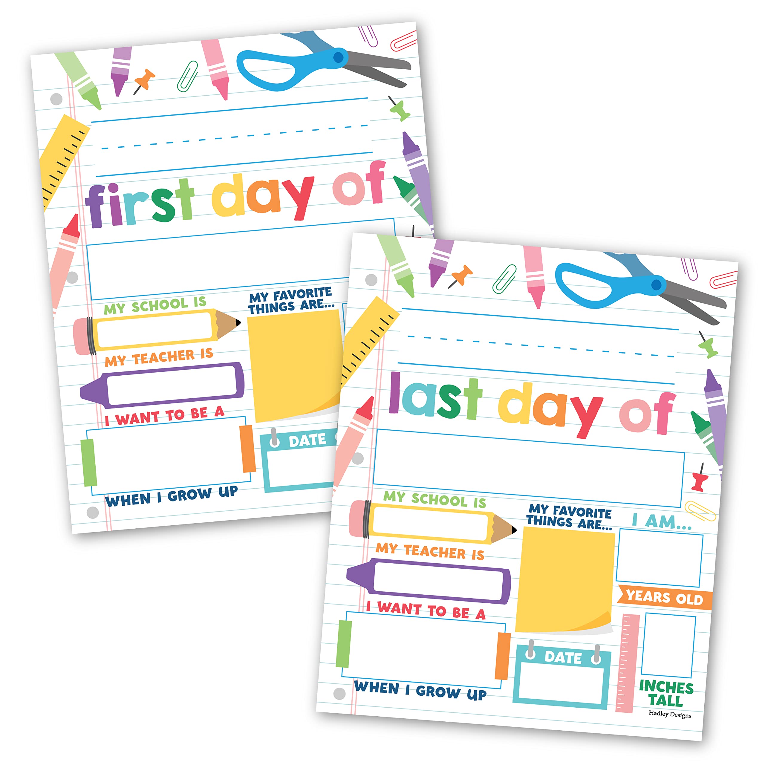 10 Cardstock Colorful Back To School Signs First And Last | Desertcart ...