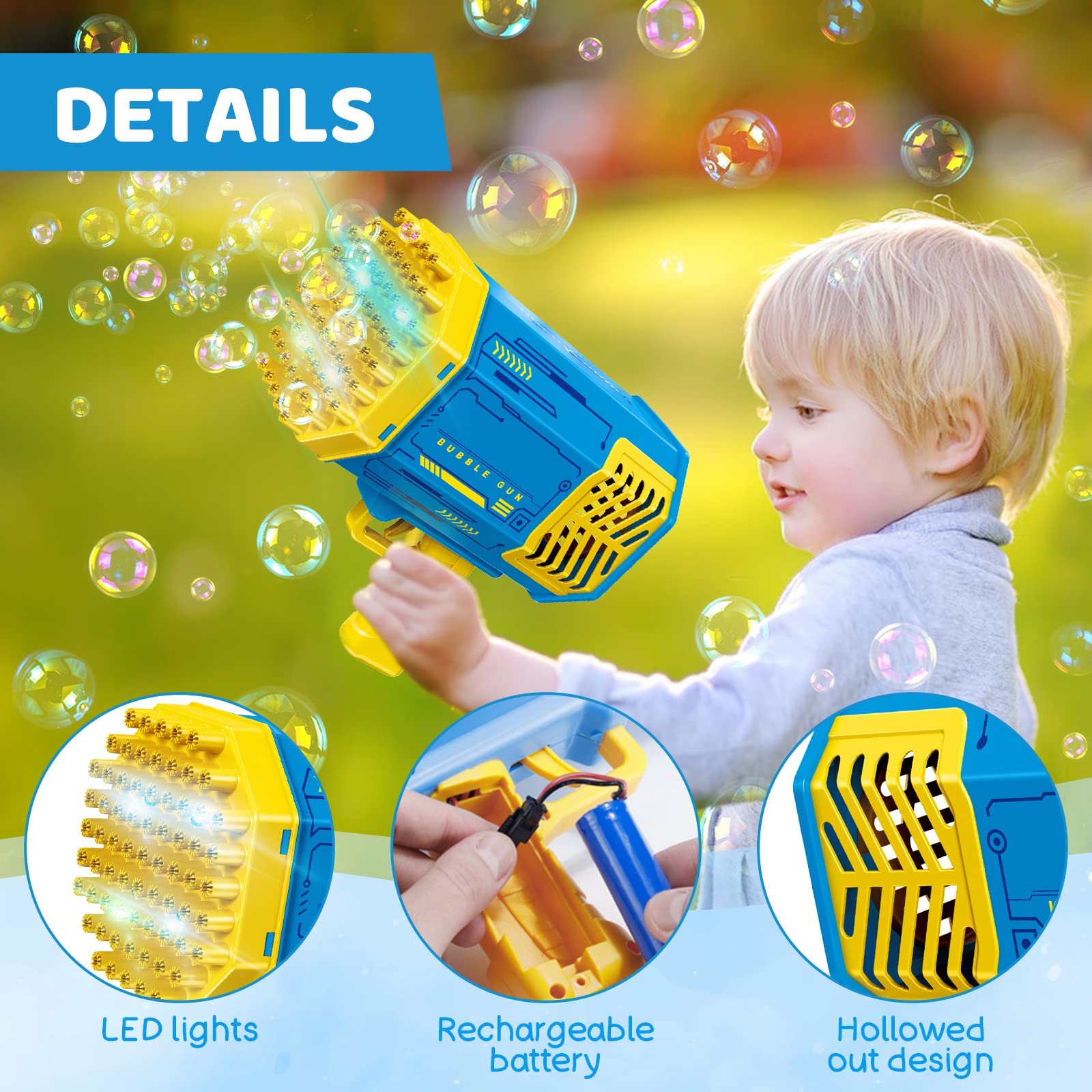 69 Holes Bubble Machine Gun-Big Rocket Boom Bubble Blower/Bubble Gun ...