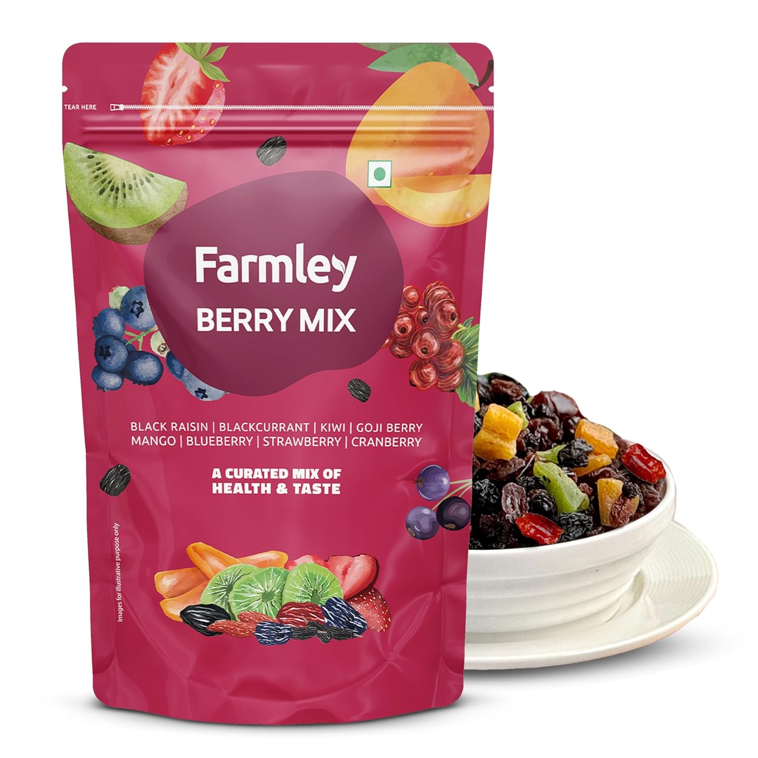 Farmley Berries Mix 160g | 8-In-1 Healthly Snacks Contains Cranberry ...