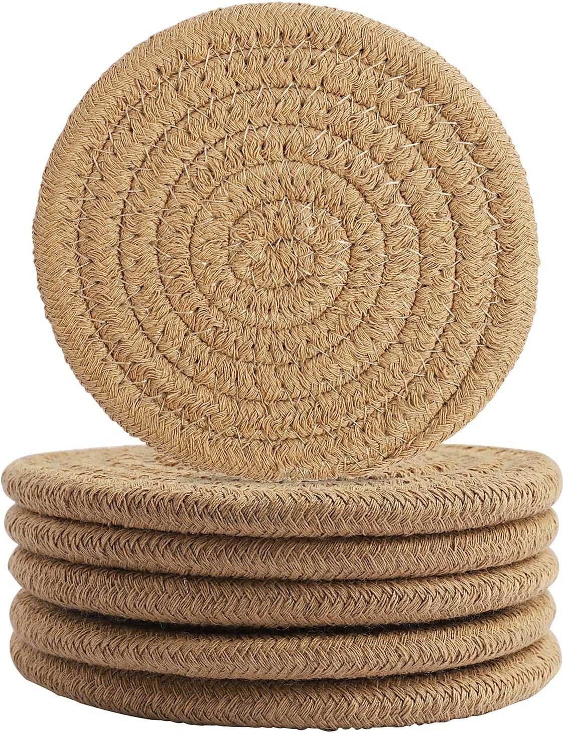 Round Ocean Wave Epoxy Resin and Bamboo Coaster Drink Mat - 5 Pack - by ...