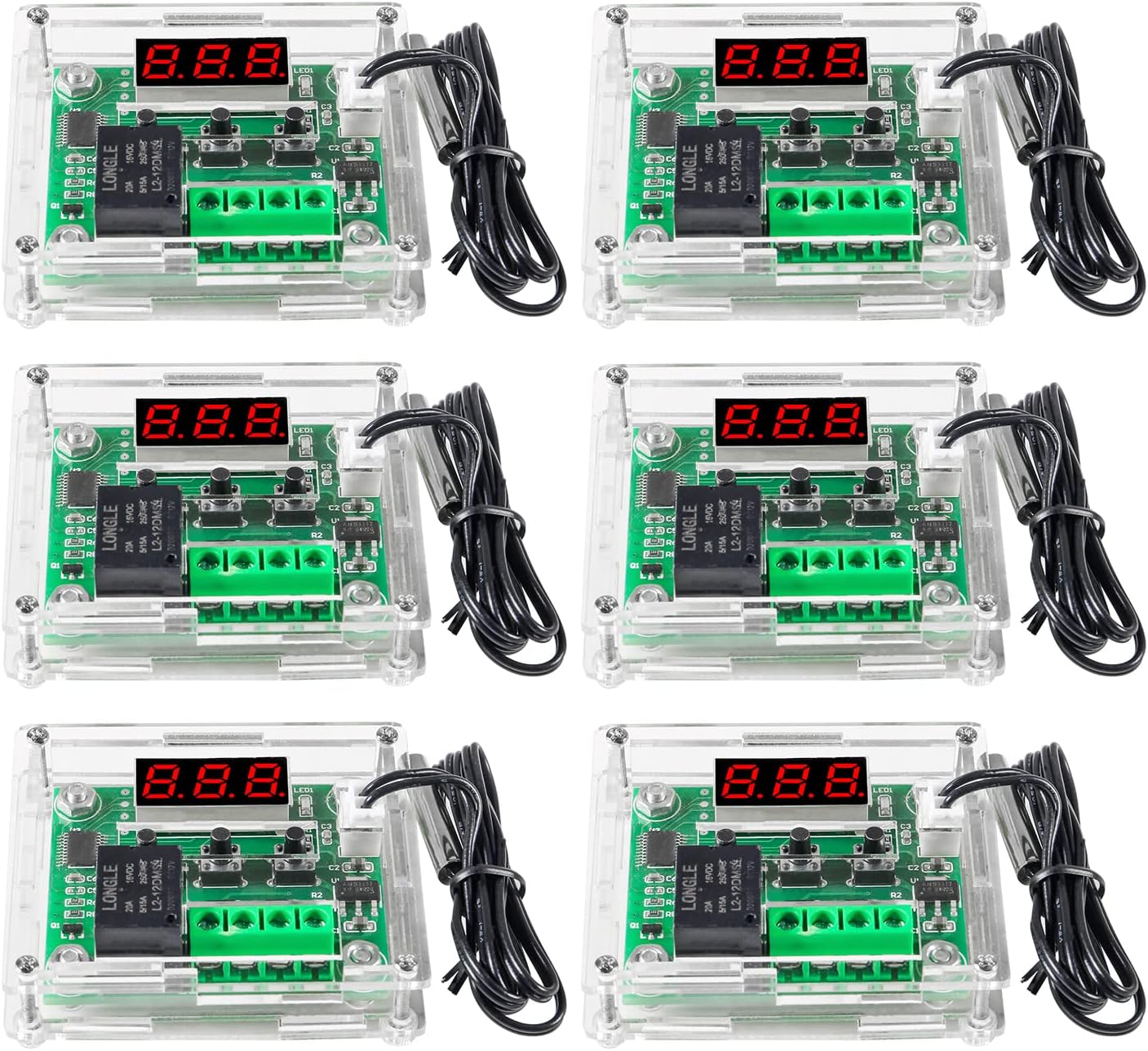 6pcs W1209 12V DC Digital Temperature Controller Board with Case Micro Digital Thermostat -50 ...