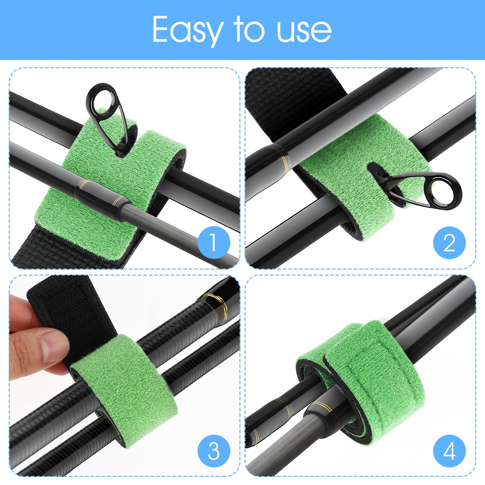 Jeffdad 12 Pcs Fishing Rod Straps, Fishing Rod Ties, Fishing Belt ...