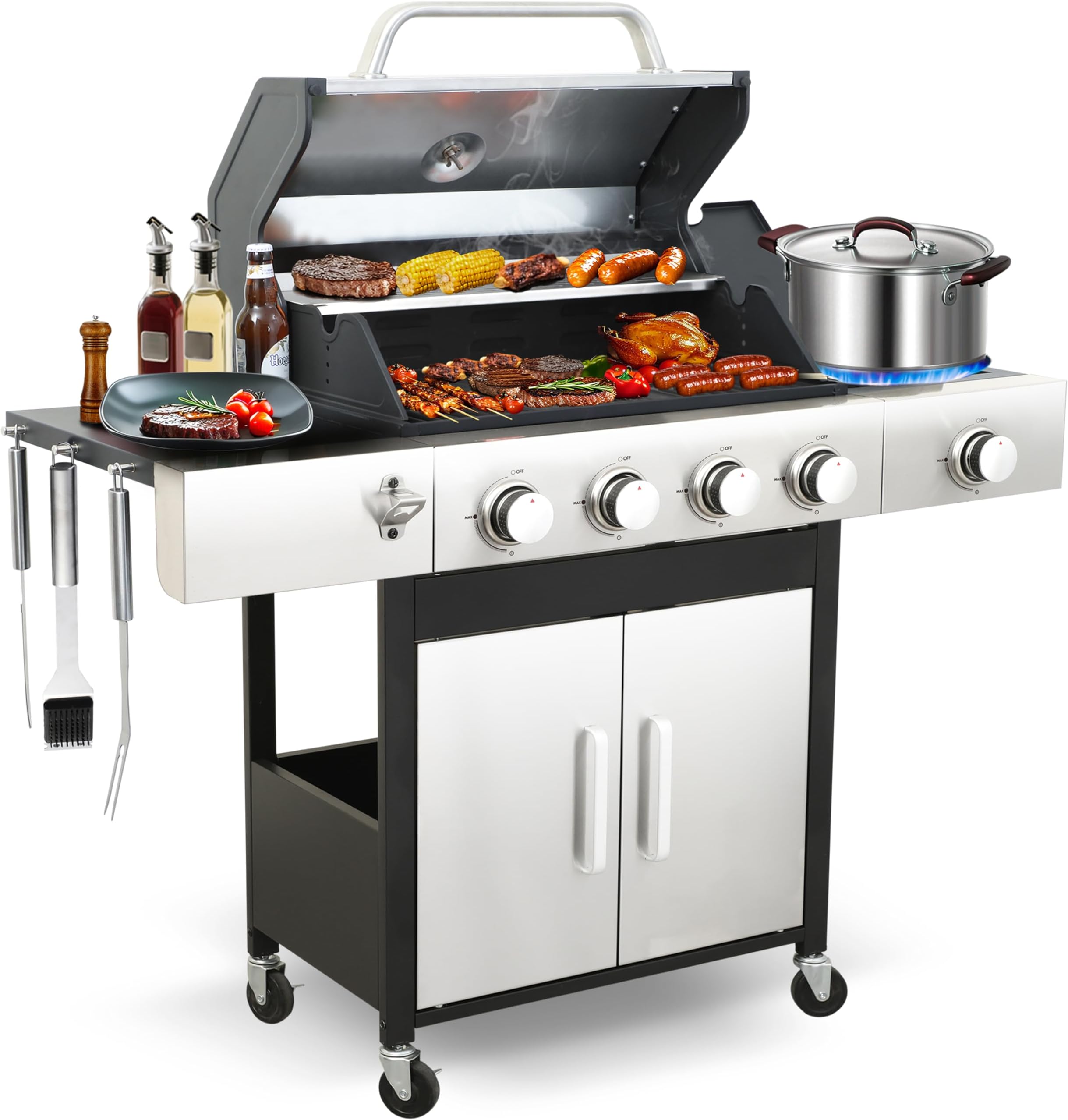 49000 Btu Output Propane Gas Grill With Side Burner 4 | Desertcart INDIA