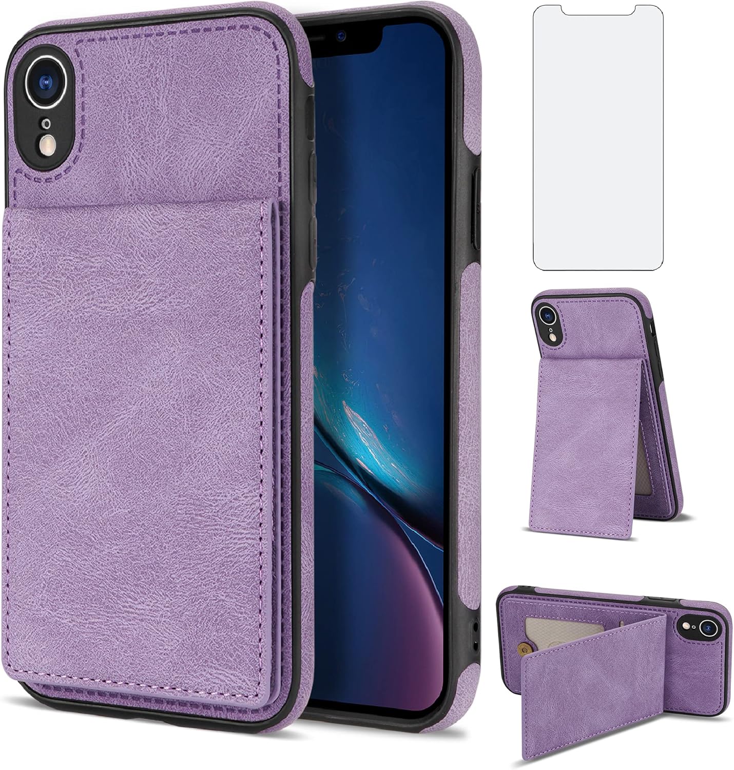 Amazon.com: Phone Case for iPhone XR 6.1 Wallet Cover with Tempered ...