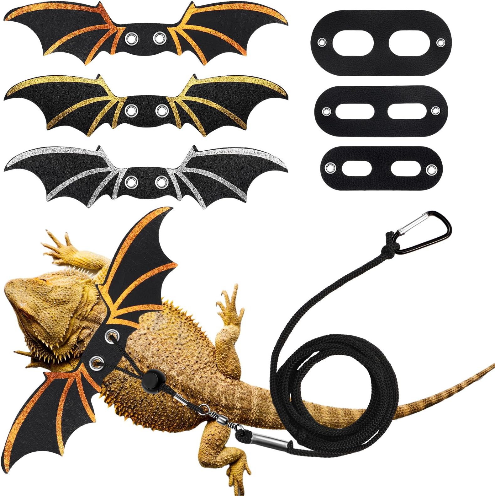 Amazon.com : Wesnoy 3 Pcs Bearded Dragon Harness 3 Size Adjustable Cool ...
