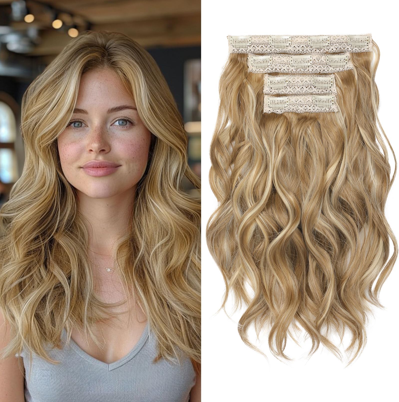 Amazon.com : REECHO Hair Extensions, 4PCS Clip in Hair Extensions 14 ...