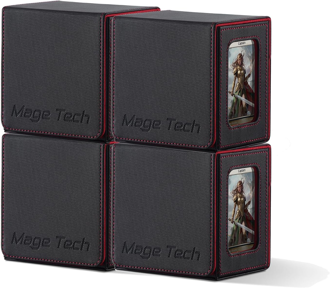 Amazon.com: Mage Tech Commander Deck Box 4 Packs Set - Black/Red Plus ...