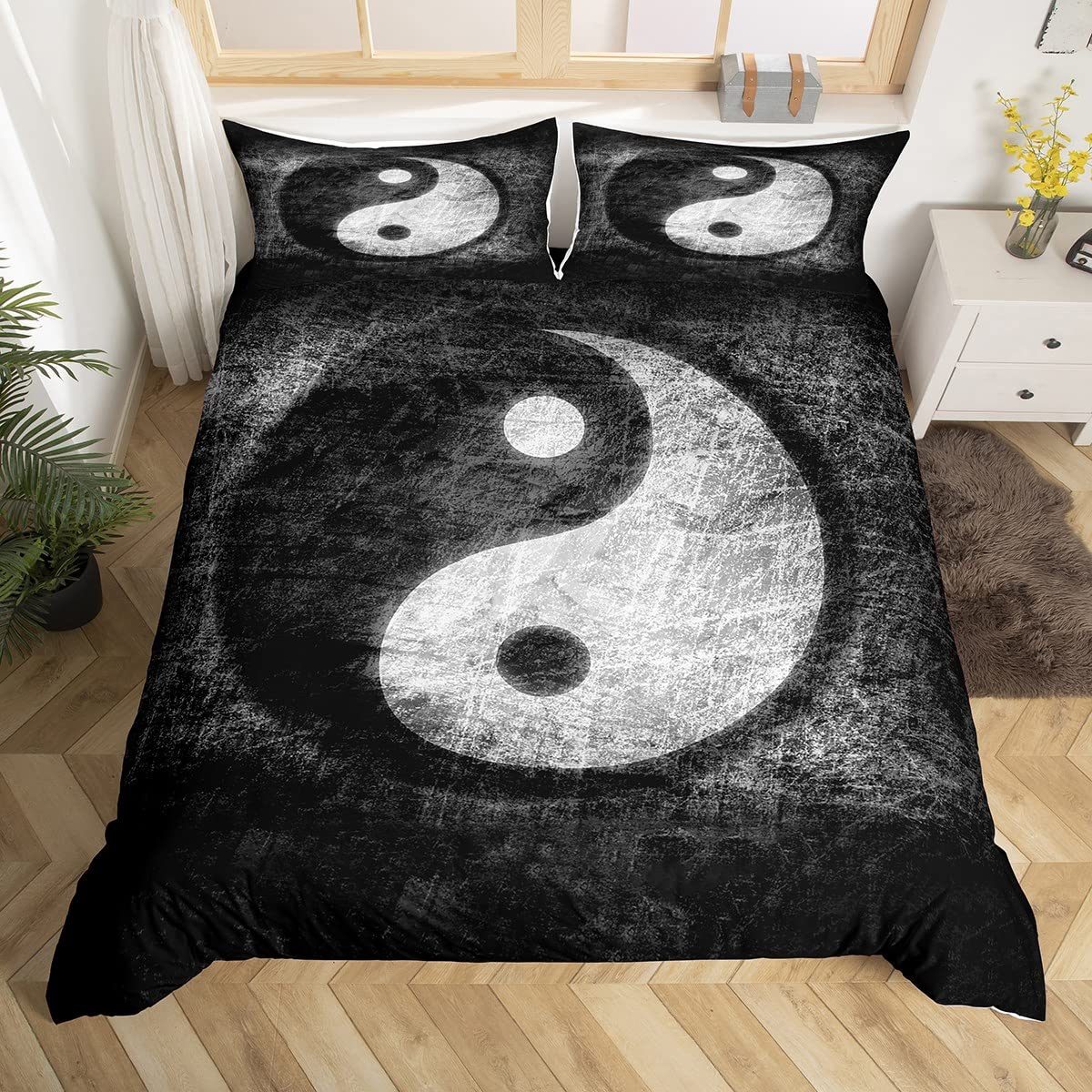 Yin Yang Bedding Set for Girls Boys Children Boho Trippy Psychedelic ...