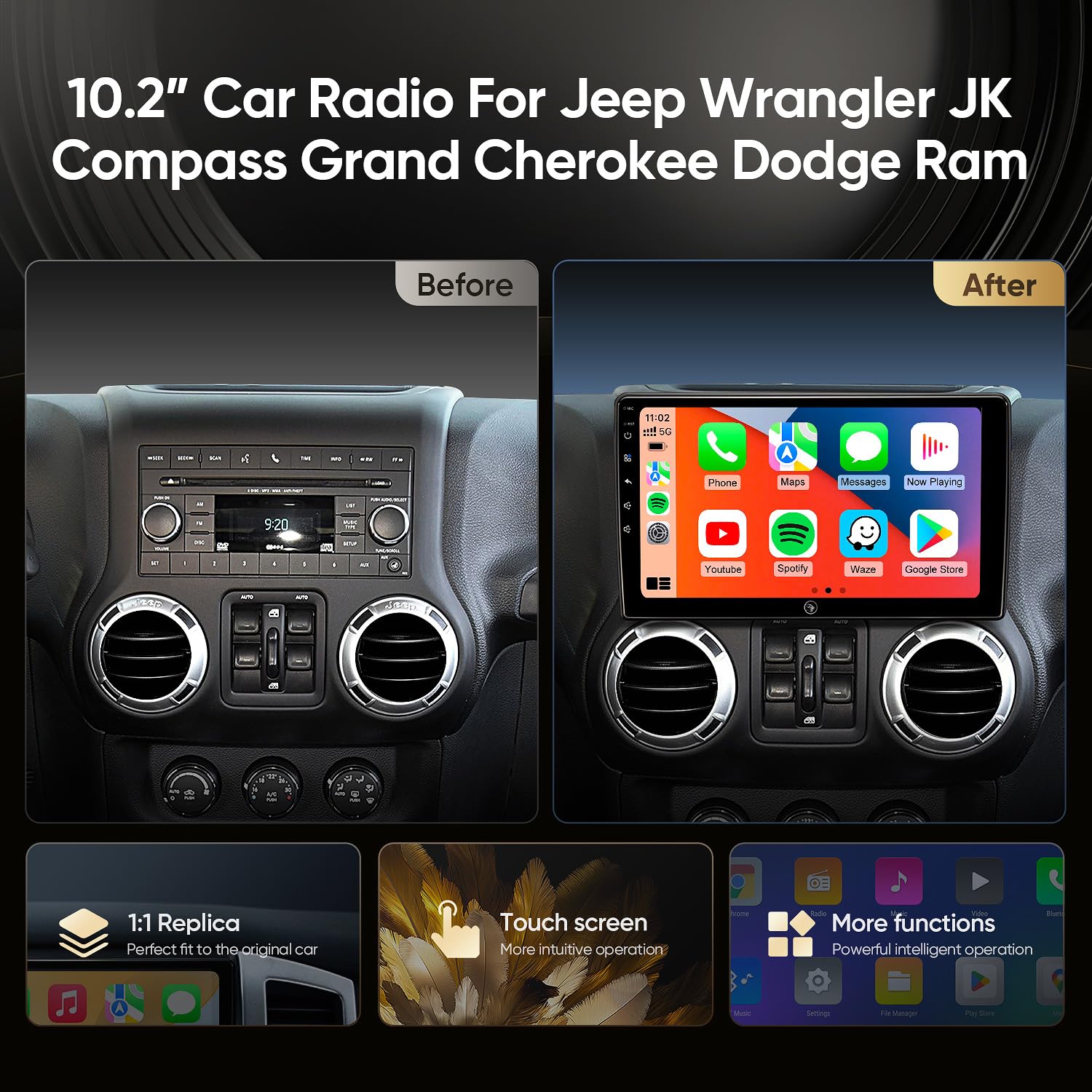 Snapklik.com : Car Radio Stereo Upgrade For Jeep Wrangler JK Compass ...