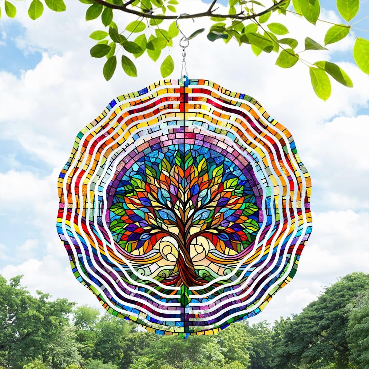 Amazon.com: Tree of Life Wind Spinner 3D Stainless Steel Hanging Wind ...