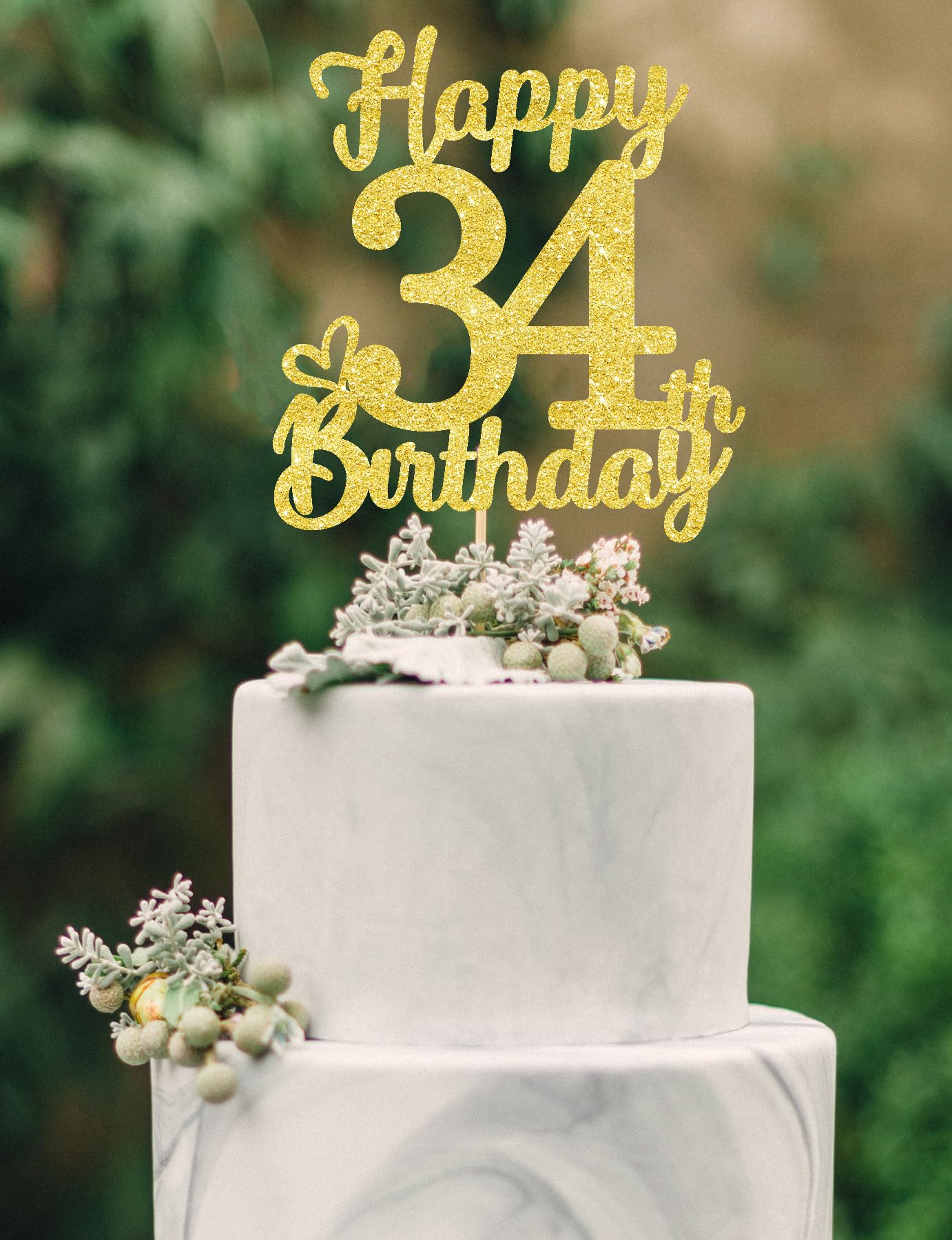 Snapklik.com : 34 Birthday Cake Toppers-Gold Glitter, 34th Cake Topper ...