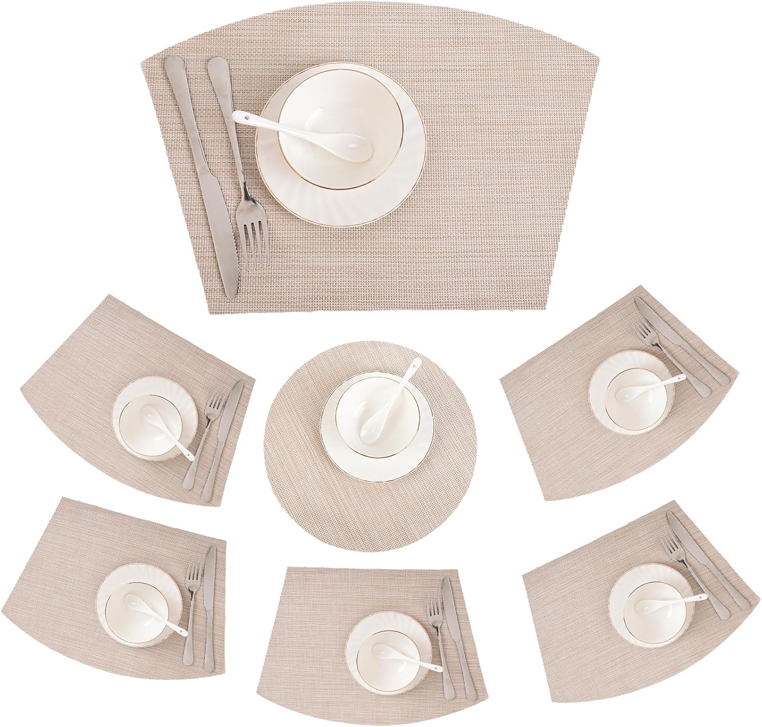 Amazon.com: Yaopeing 7PCS Round Table Placemats Wedge Shaped Place Mat ...