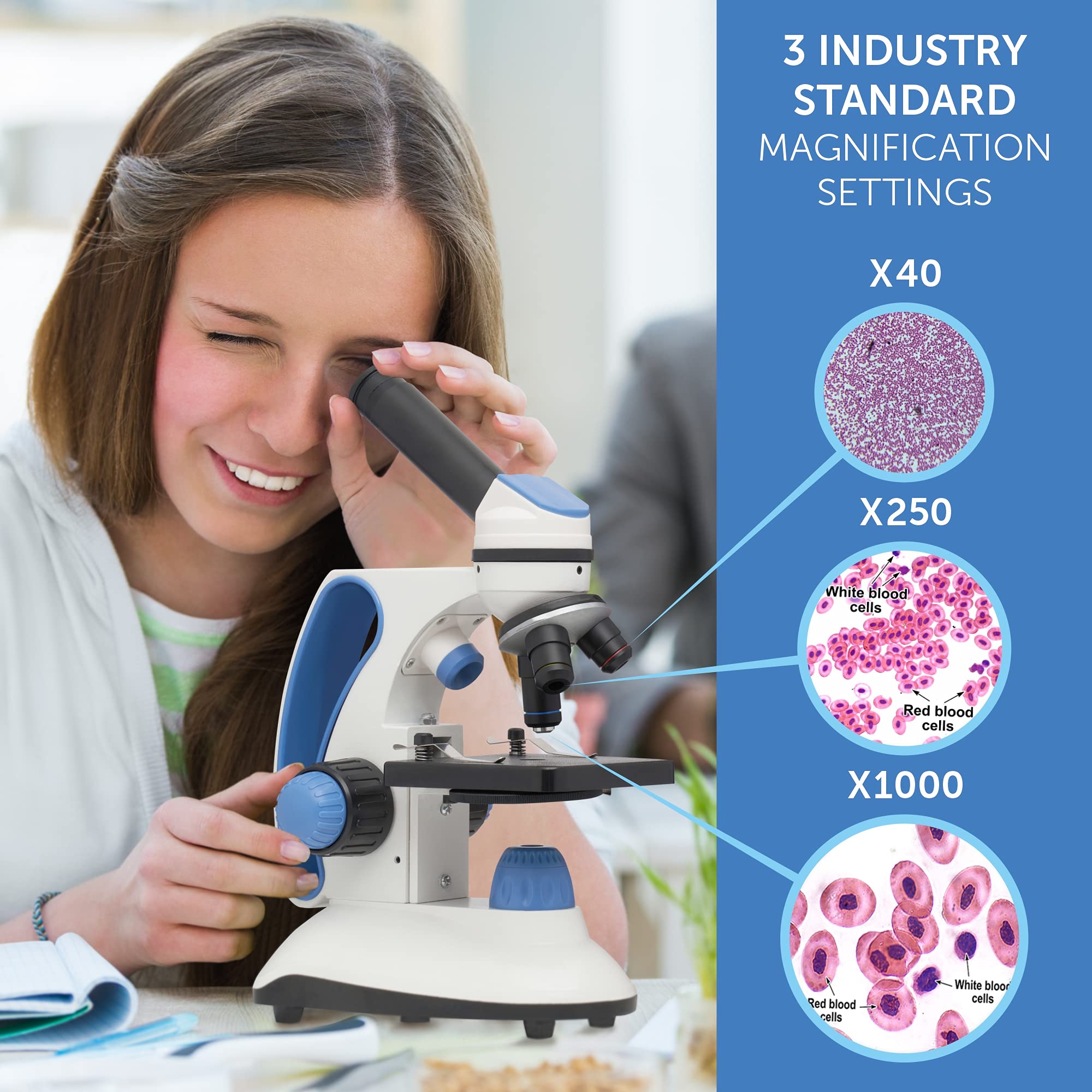 Old Ted 40x - 1000x Microscope for Adults & Students. Complete with ...