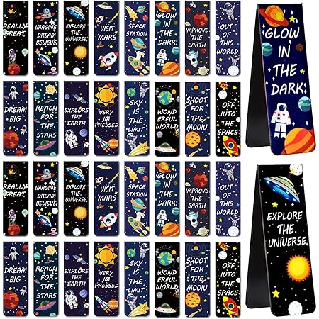 Amazon.com: SATINIOR 36 Pcs Magnetic Bookmarks Clips Space Themed ...