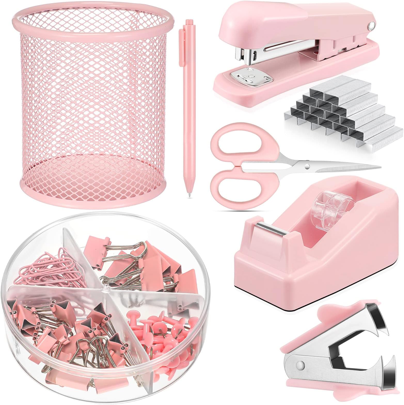 Amazon.com : KIDMEN Rosegold Desk Accessory Kit,Set of Stapler, Staple ...